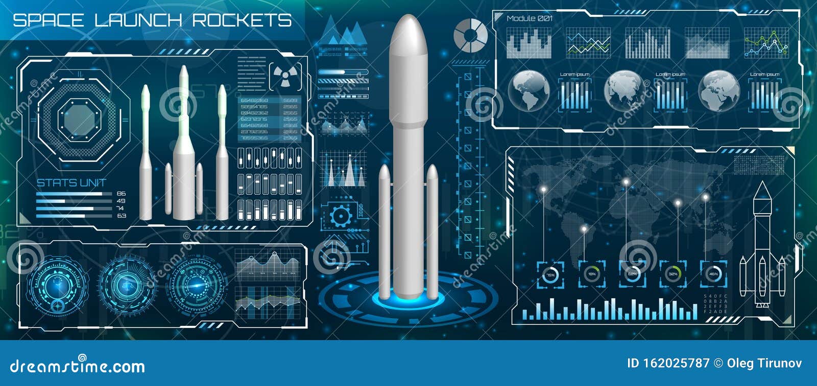 Space Launch Interface Rockets, Sky-fi HUD. Head Up Display Stock Vector - Illustration of ...