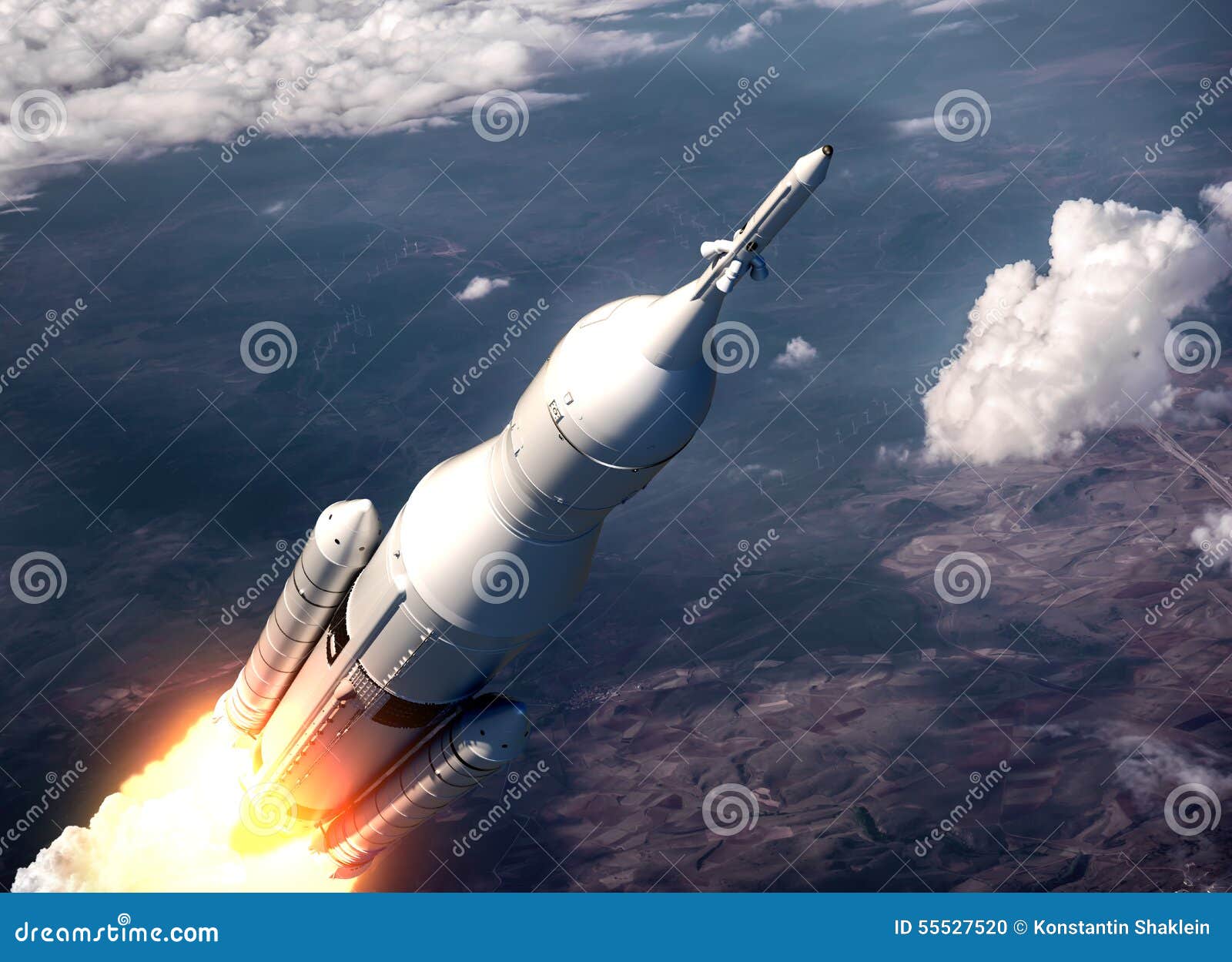 Space Launch System On Launchpad Over Background Of Sky Royalty-Free ...