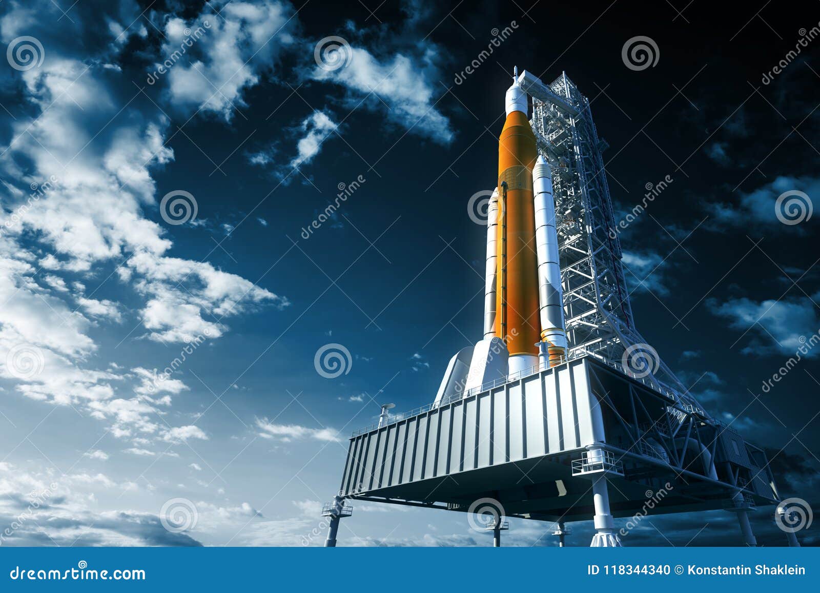 Space Launch System on Launchpad Over Background of Sky Stock ...