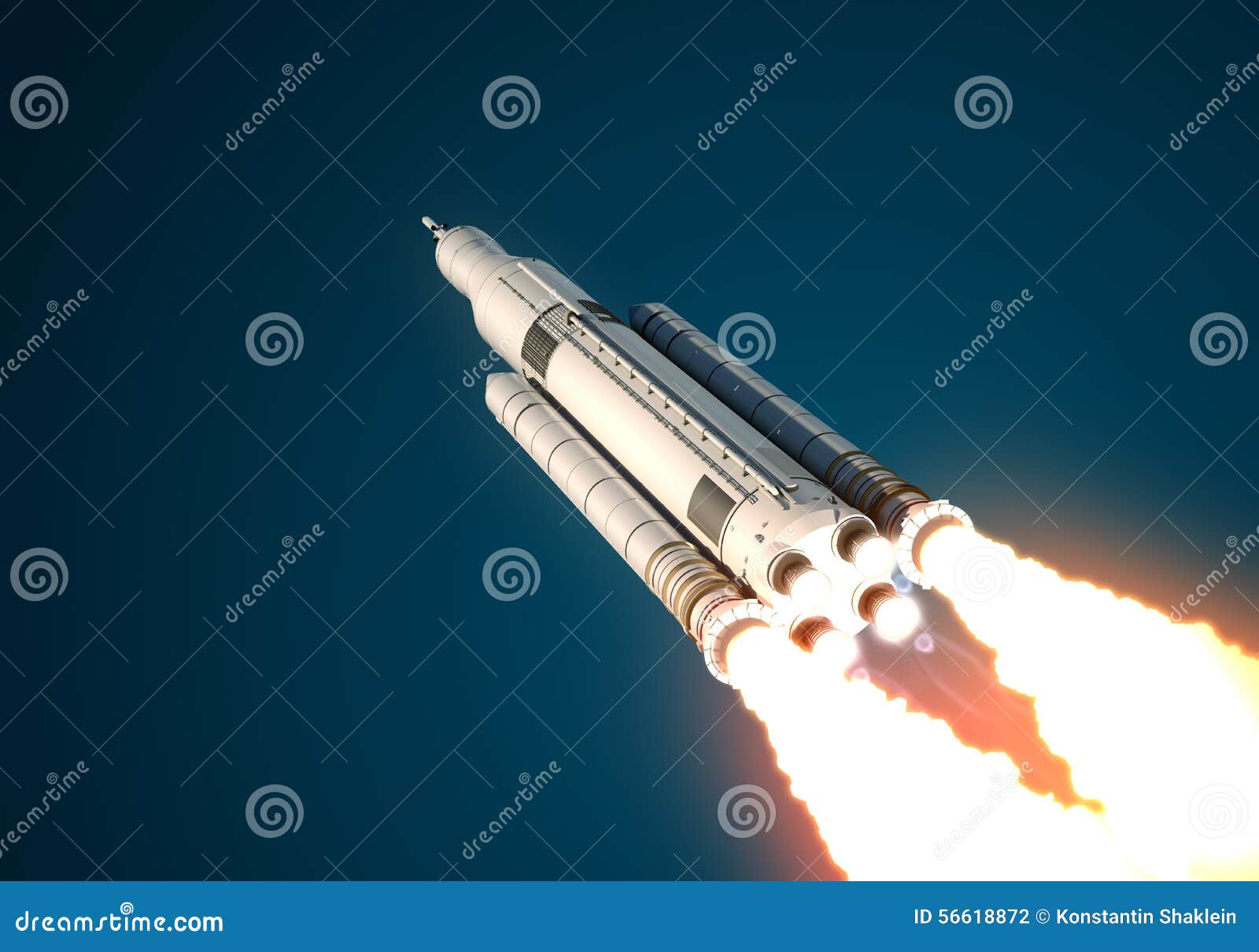 Space Launch System On Launchpad On Background Of Red Sun Stock Photo ...