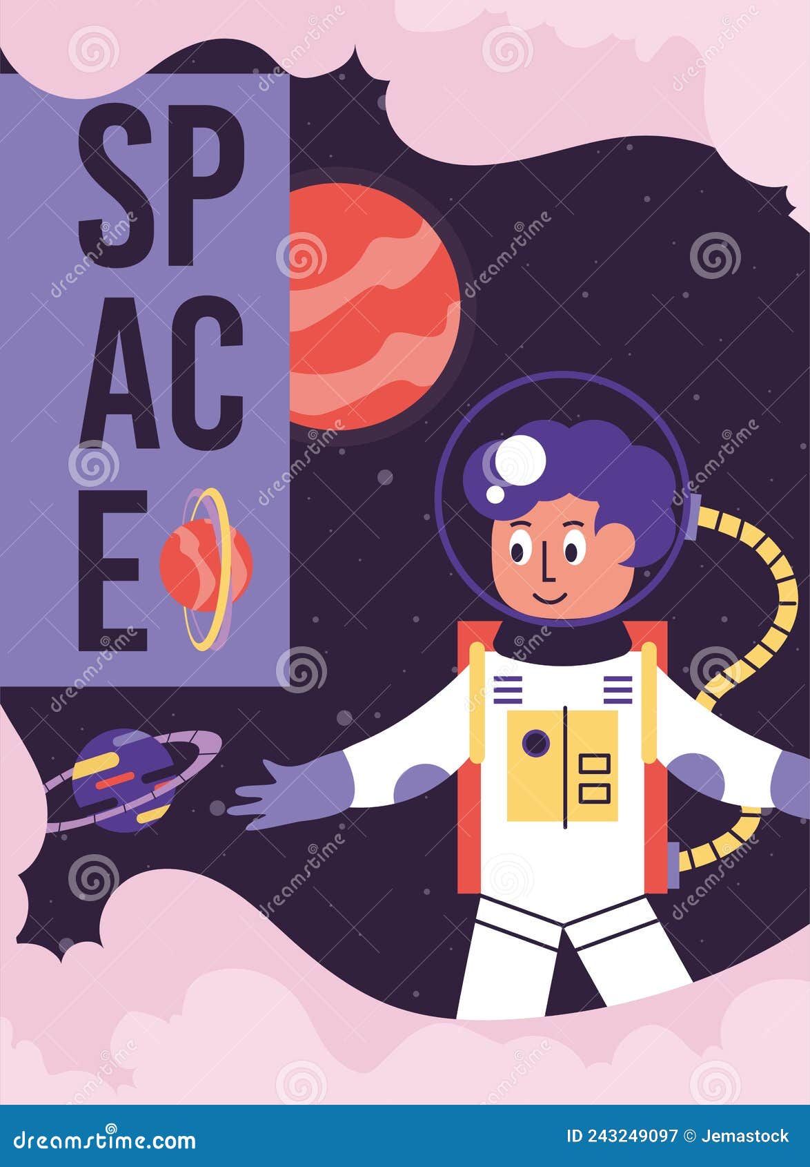 Space Lettering with Astronaut Stock Vector - Illustration of outer ...