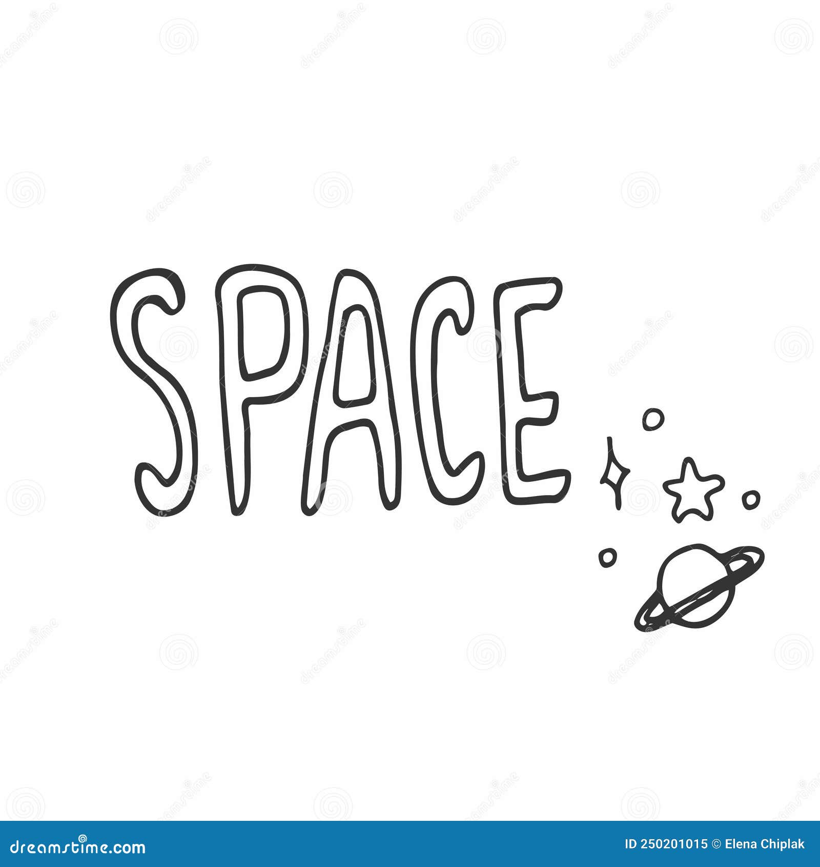 Space Lettering, Label Set. Stylized Space Lettering with Doodle Style ...
