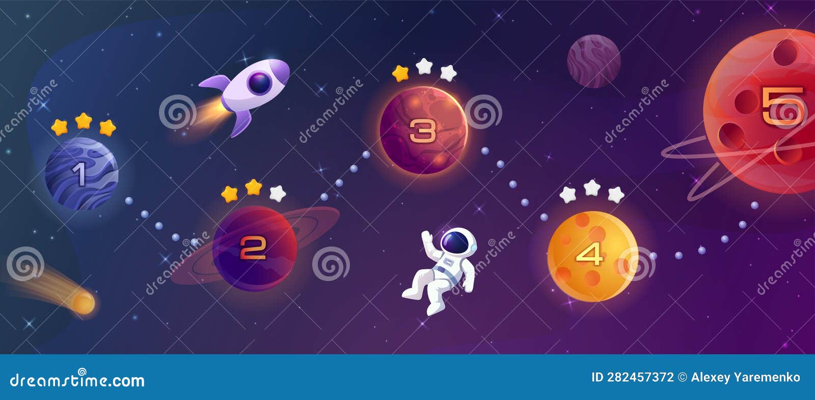 Space Level Map with Astronaut Stock Vector - Illustration of ...