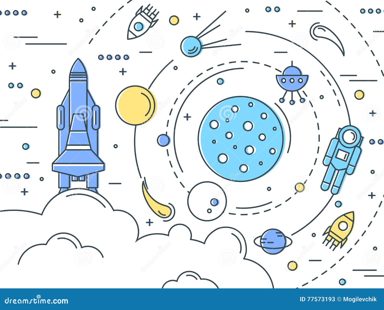 Space Line SIGNED Icon Set, Astronomy Symbols Collection, Vector ...