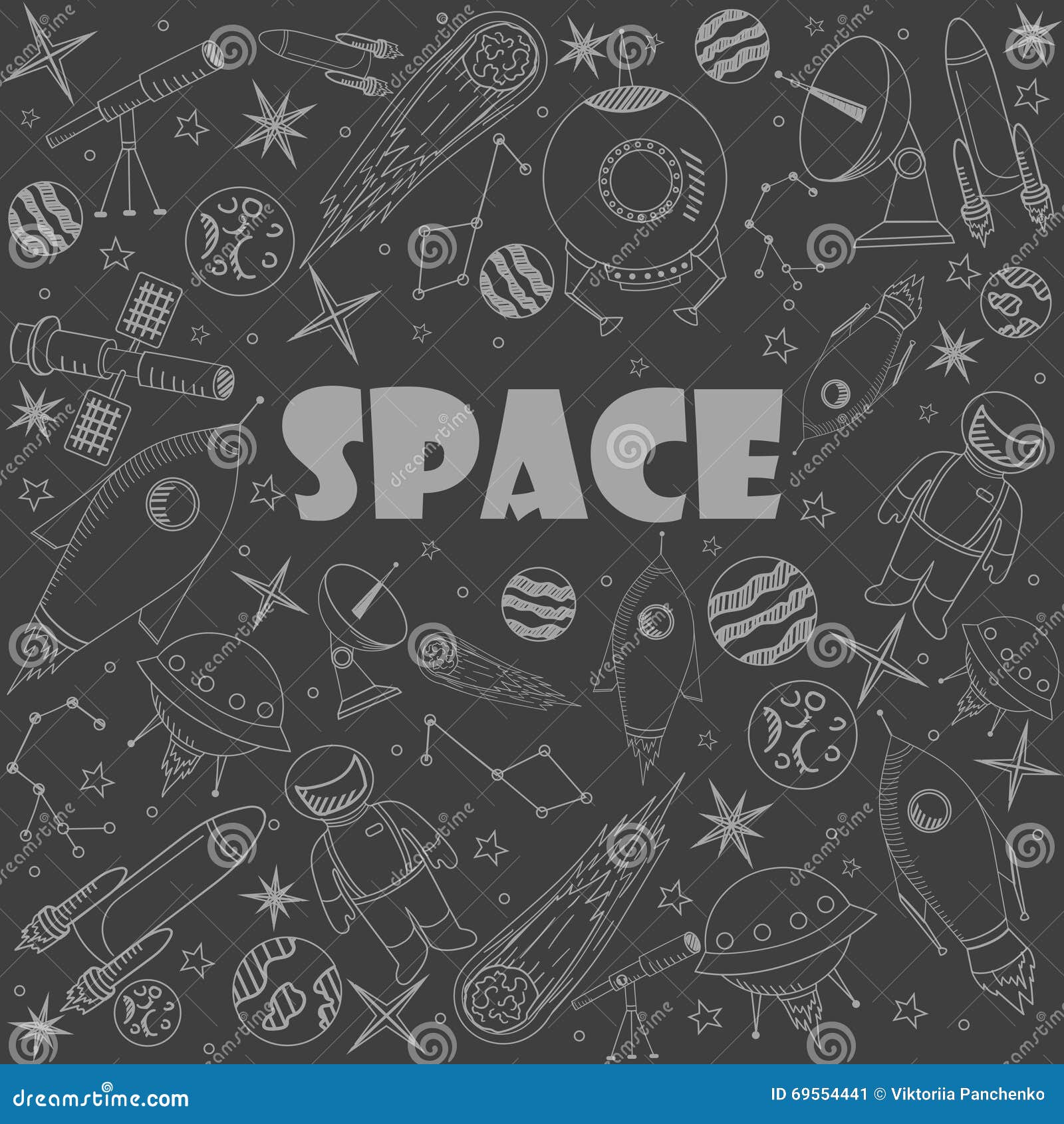 Space Line Art Design Vector Illustration Stock Vector - Illustration ...