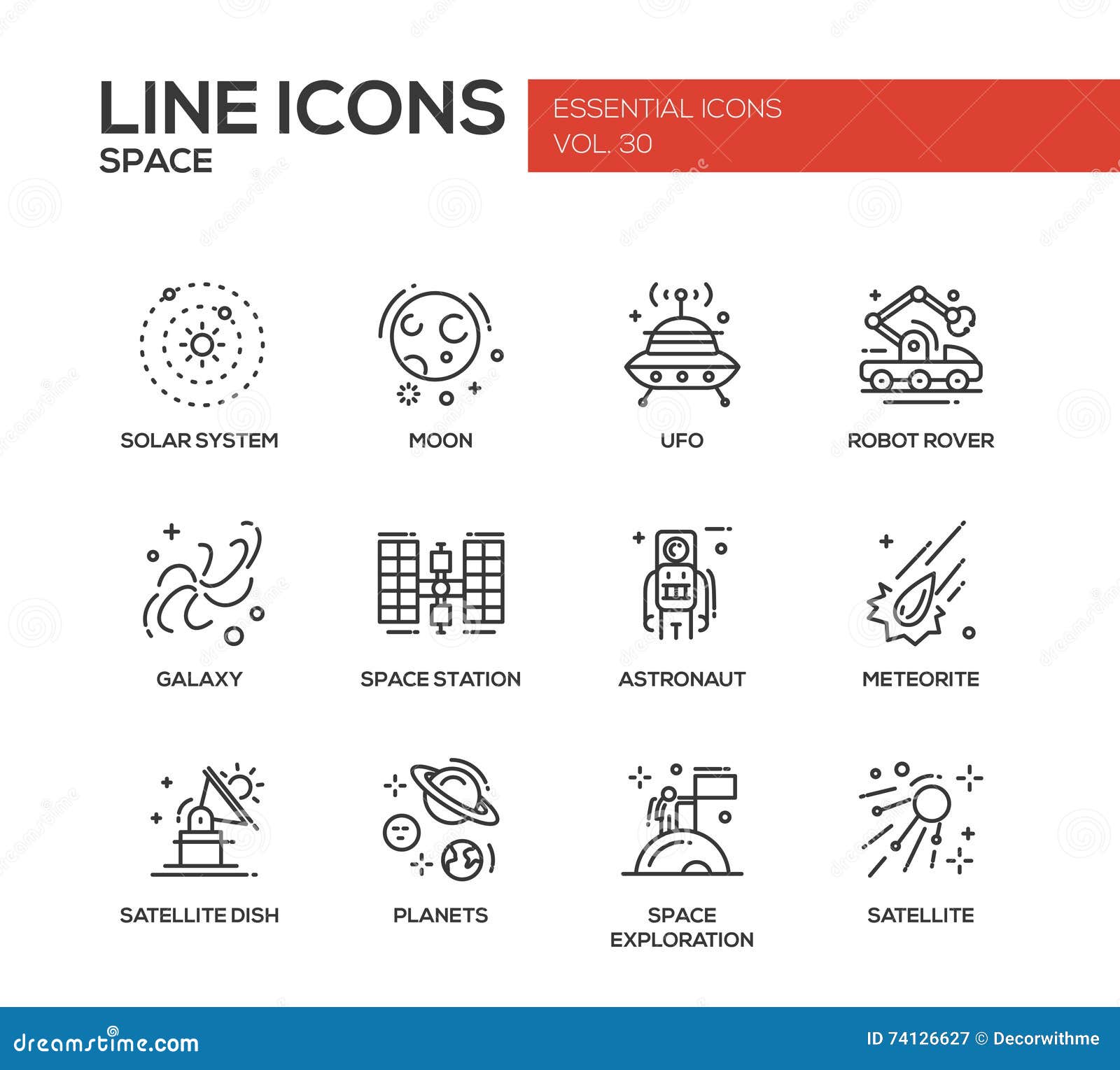 The Space - Line Design Icons Set Stock Vector - Illustration of people ...