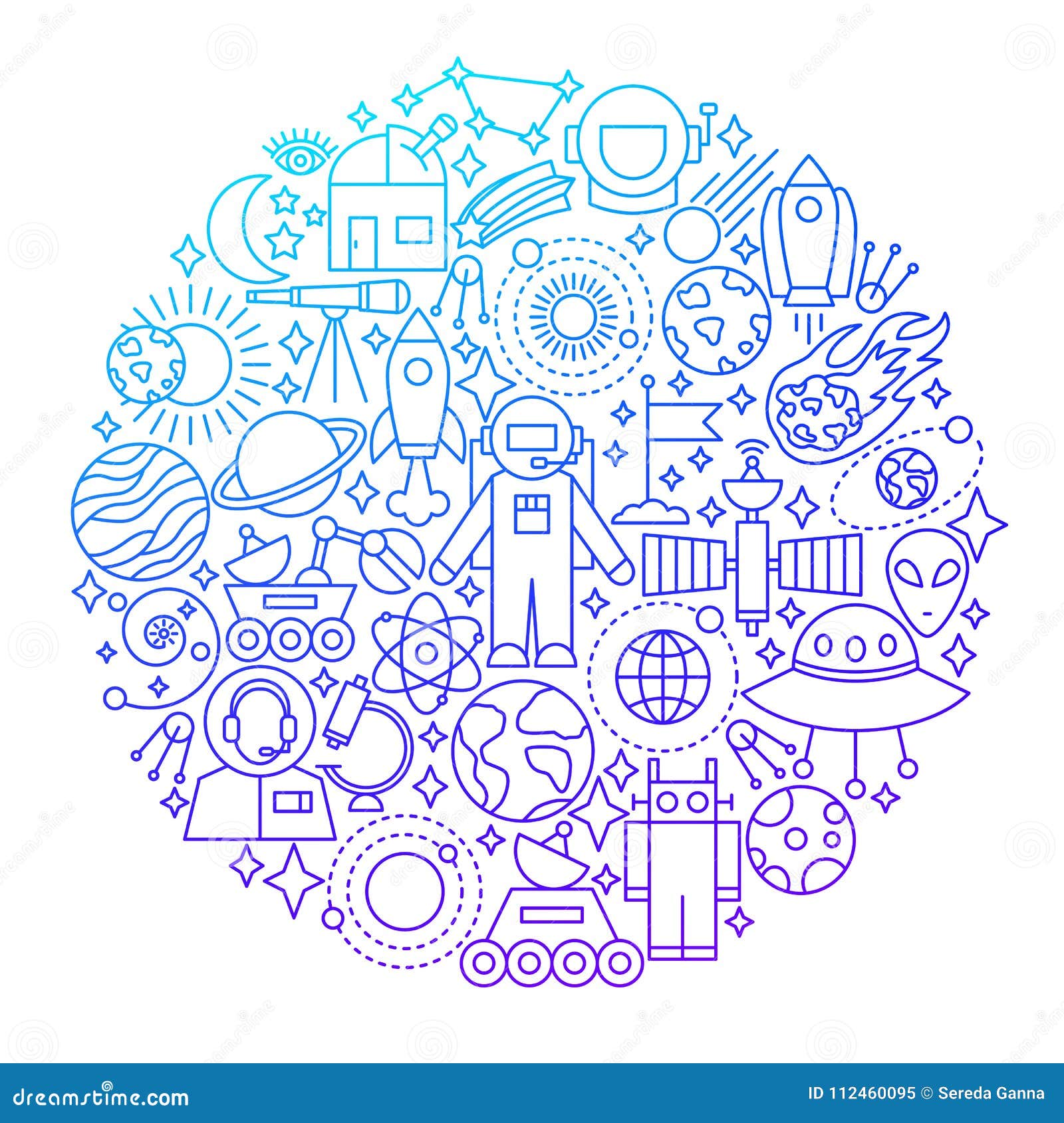 Space Line Icon Circle Design Stock Vector - Illustration of galaxy ...