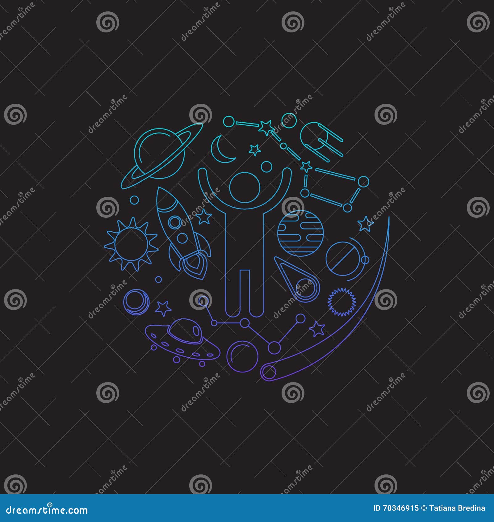 Space Logo. Cosmos Elements Stock Vector - Illustration of saturn ...