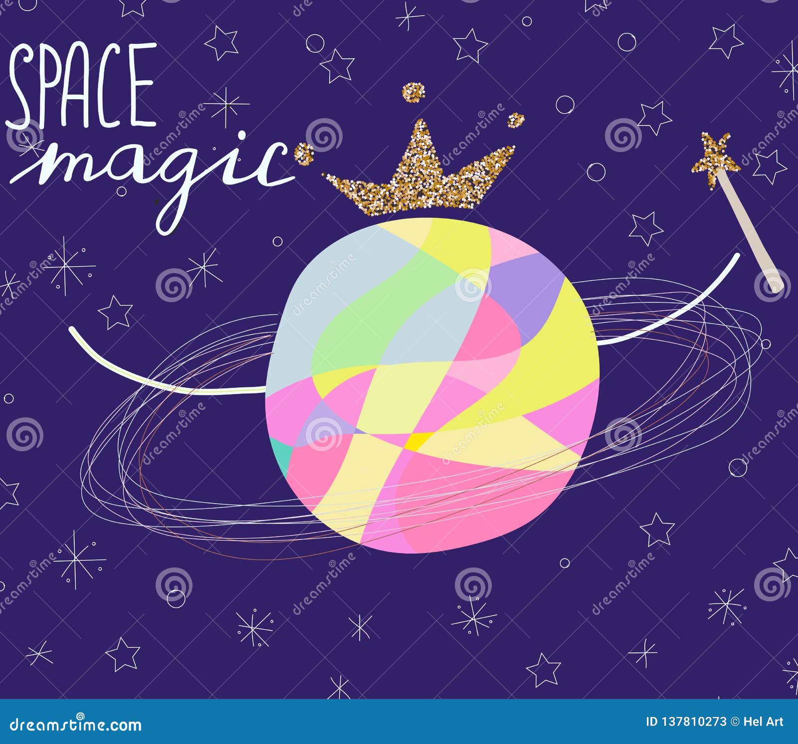 Space Magic Slogan with Colorful Planet. Stock Vector - Illustration of ...