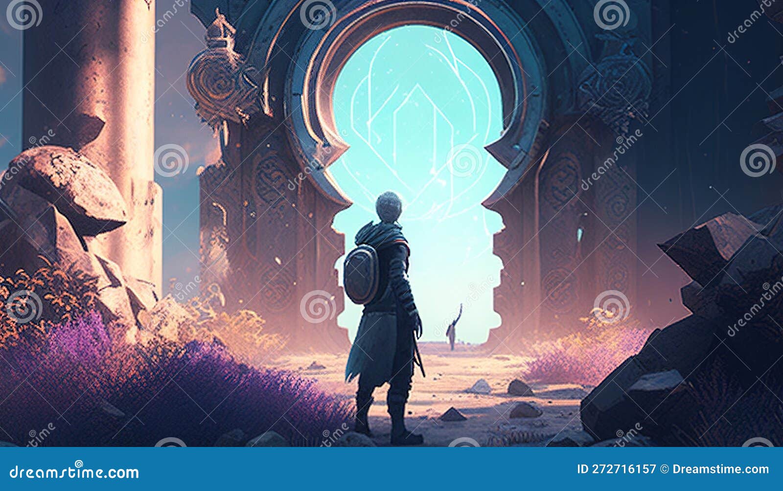 Space Magical Ruins, Digital Art Illustration, Generative AI Stock ...