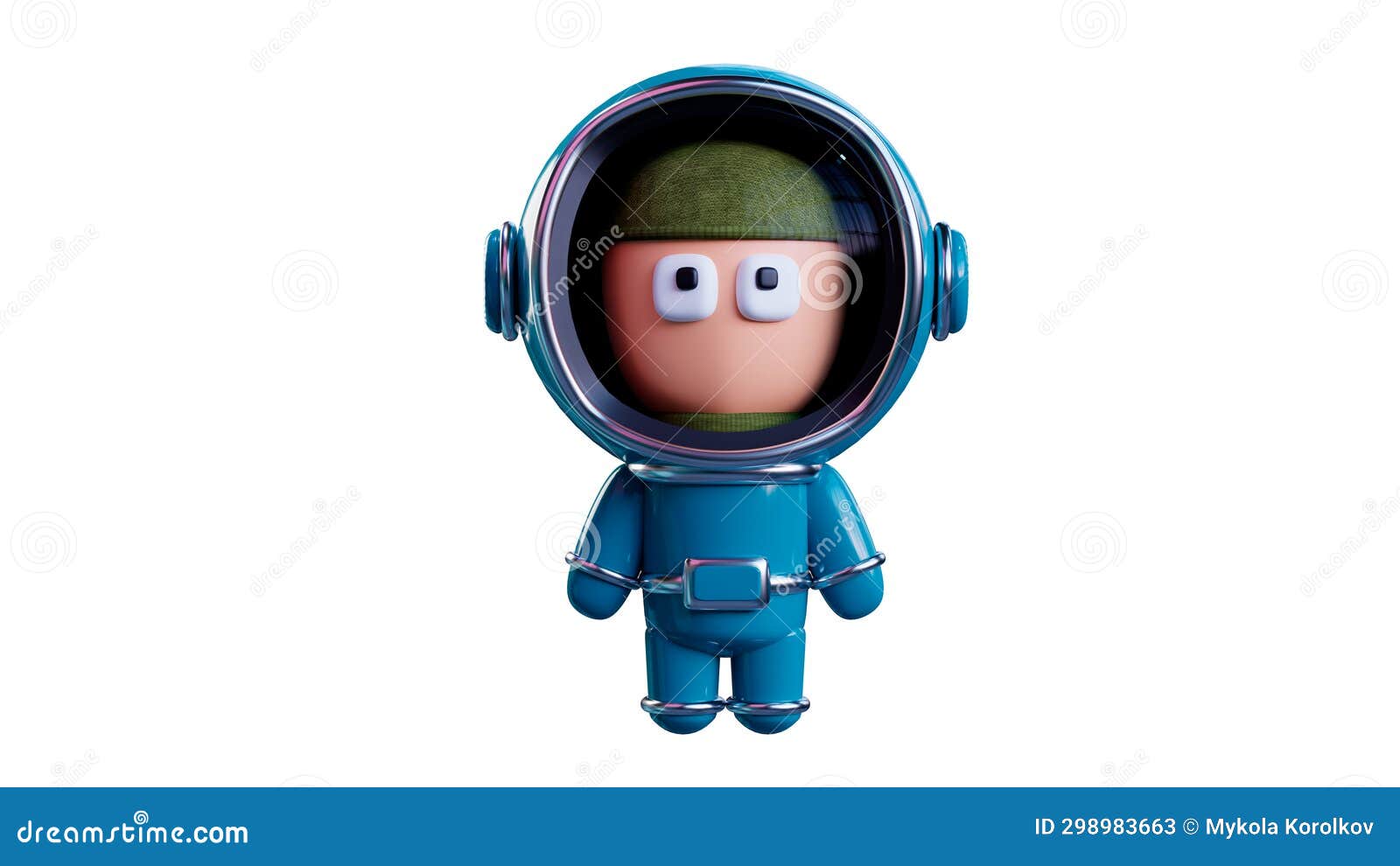 Space Man in a Blue Space Suit. 3d Render Stock Illustration ...