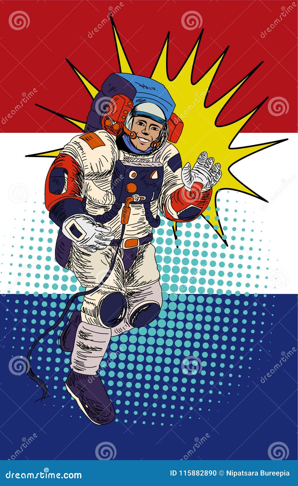 Space Man Comic Art.Astronauts Fly in the Space and Atmosphere ...