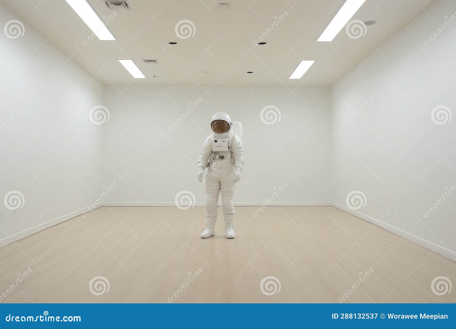 Space Man in Empty White Room. Generative AI Stock Illustration ...
