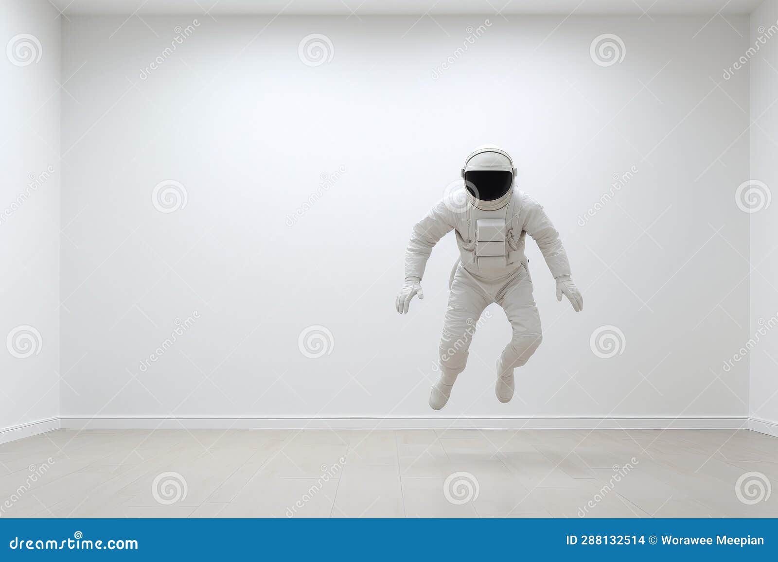 Space Man in Empty White Room. Generative AI Stock Illustration ...