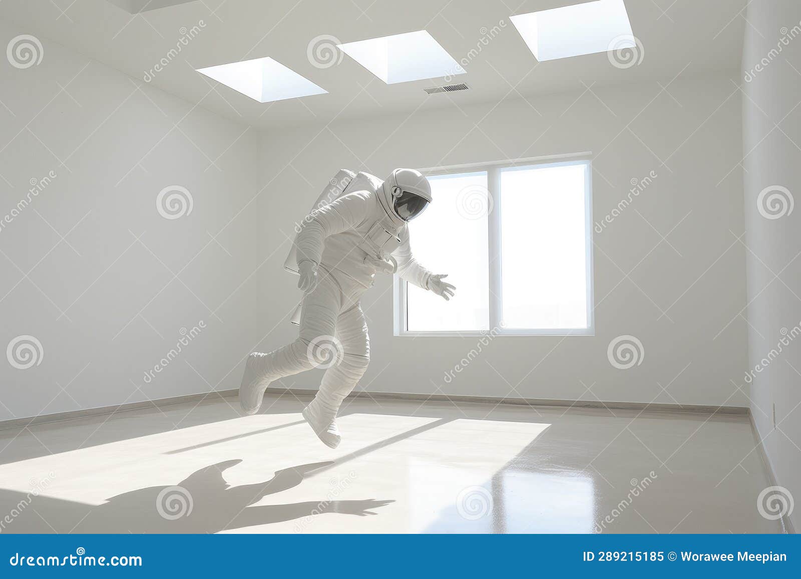 Space Man in Empty White Room. Generative AI Stock Illustration ...