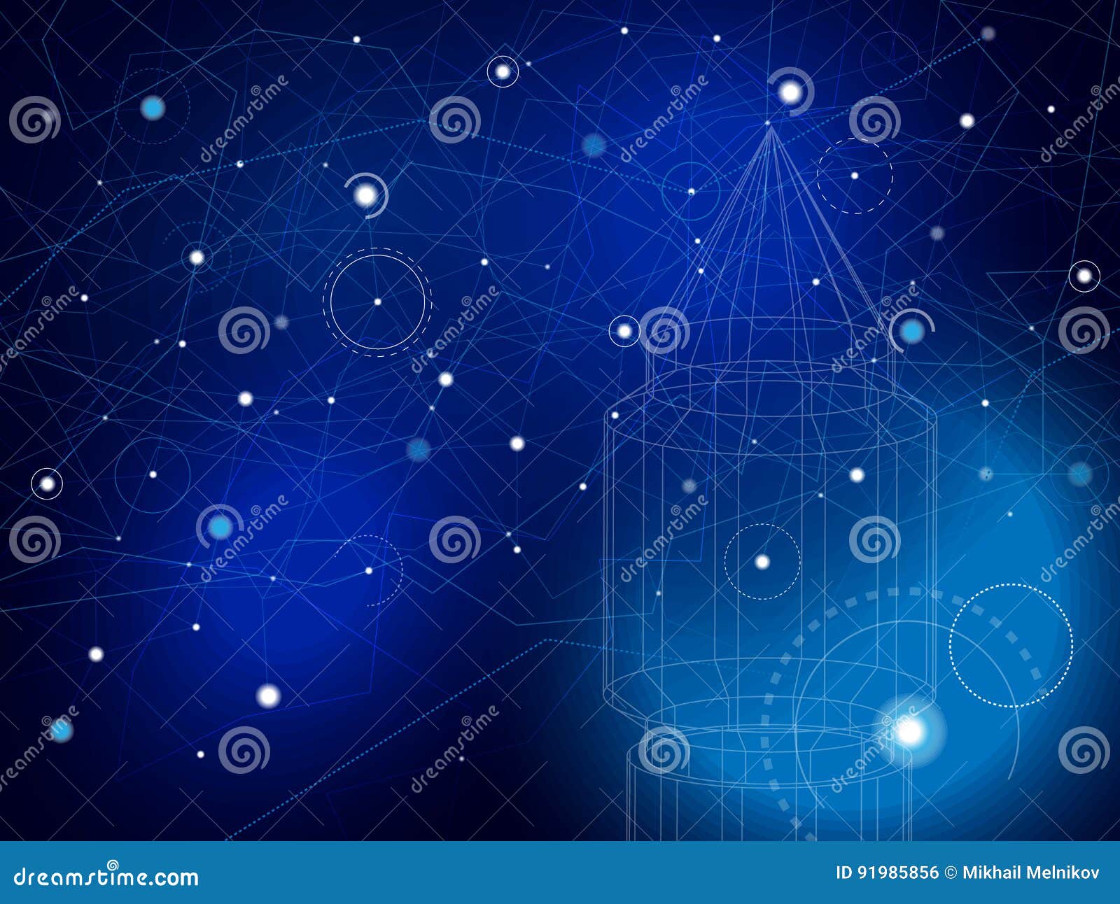 Space Map with Rocket, Blue Background Stock Vector - Illustration of ...