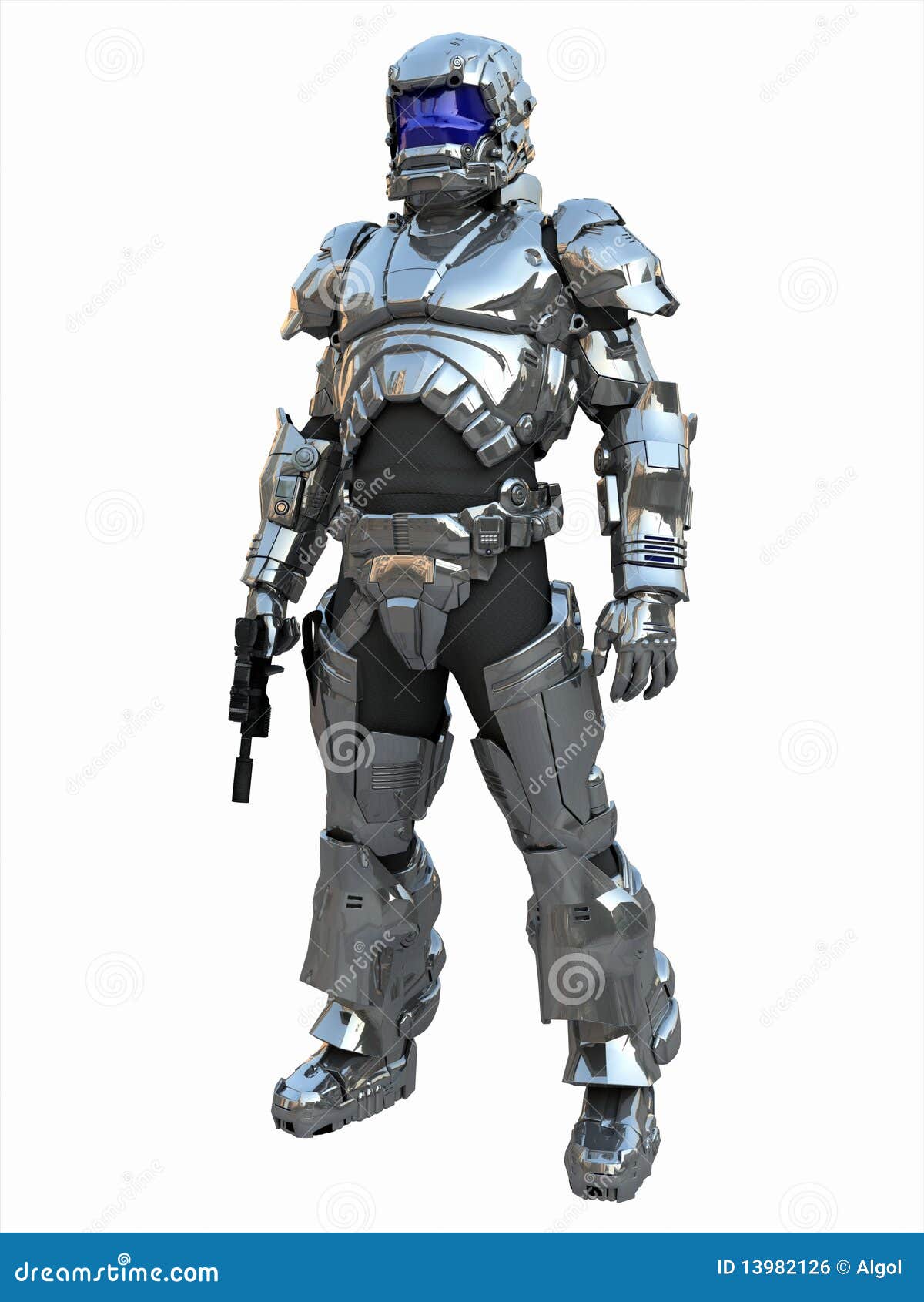 Space Marine Major in Reflective Armour Stock Illustration ...