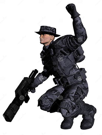 Space Marine Ranger - Halt! Stock Illustration - Illustration of squad ...