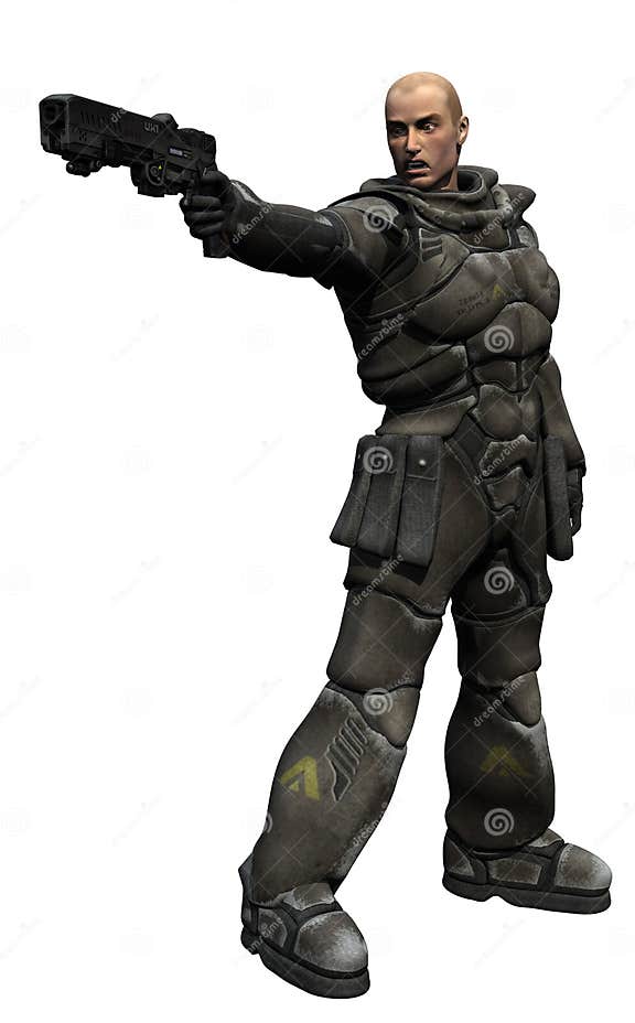 Space Marine Squad Leader Shoots Stock Illustration - Illustration of ...
