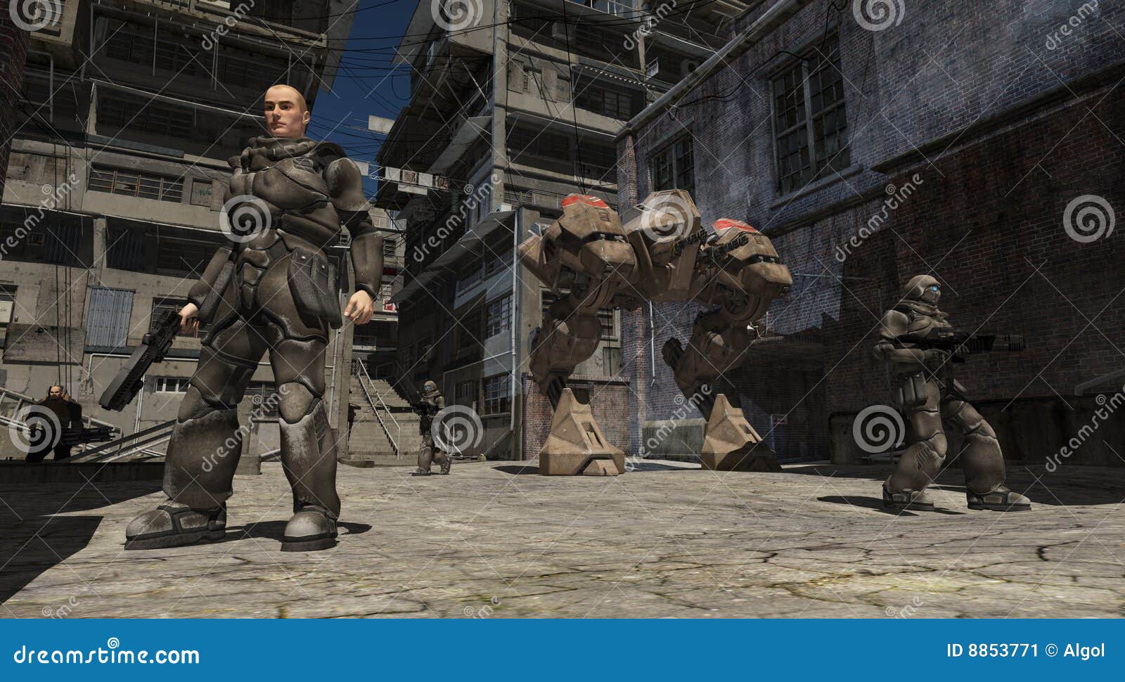 Space Marine Urban Combat Patrol Stock Illustration - Illustration of ...