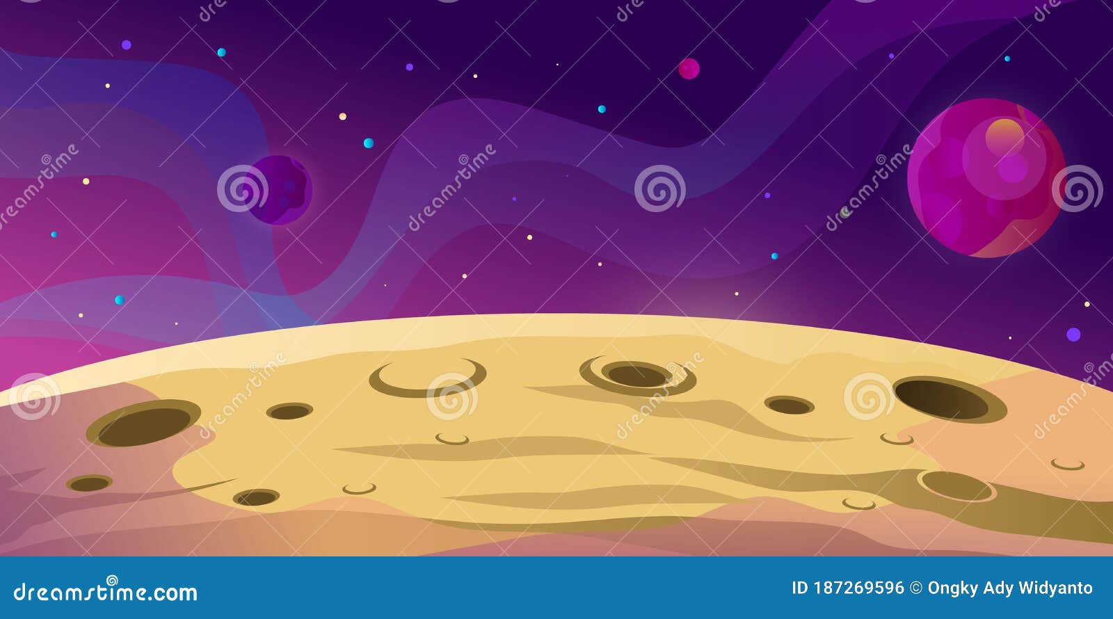 Space Mars Planet Landscape Vector Illustration Design Stock Vector ...
