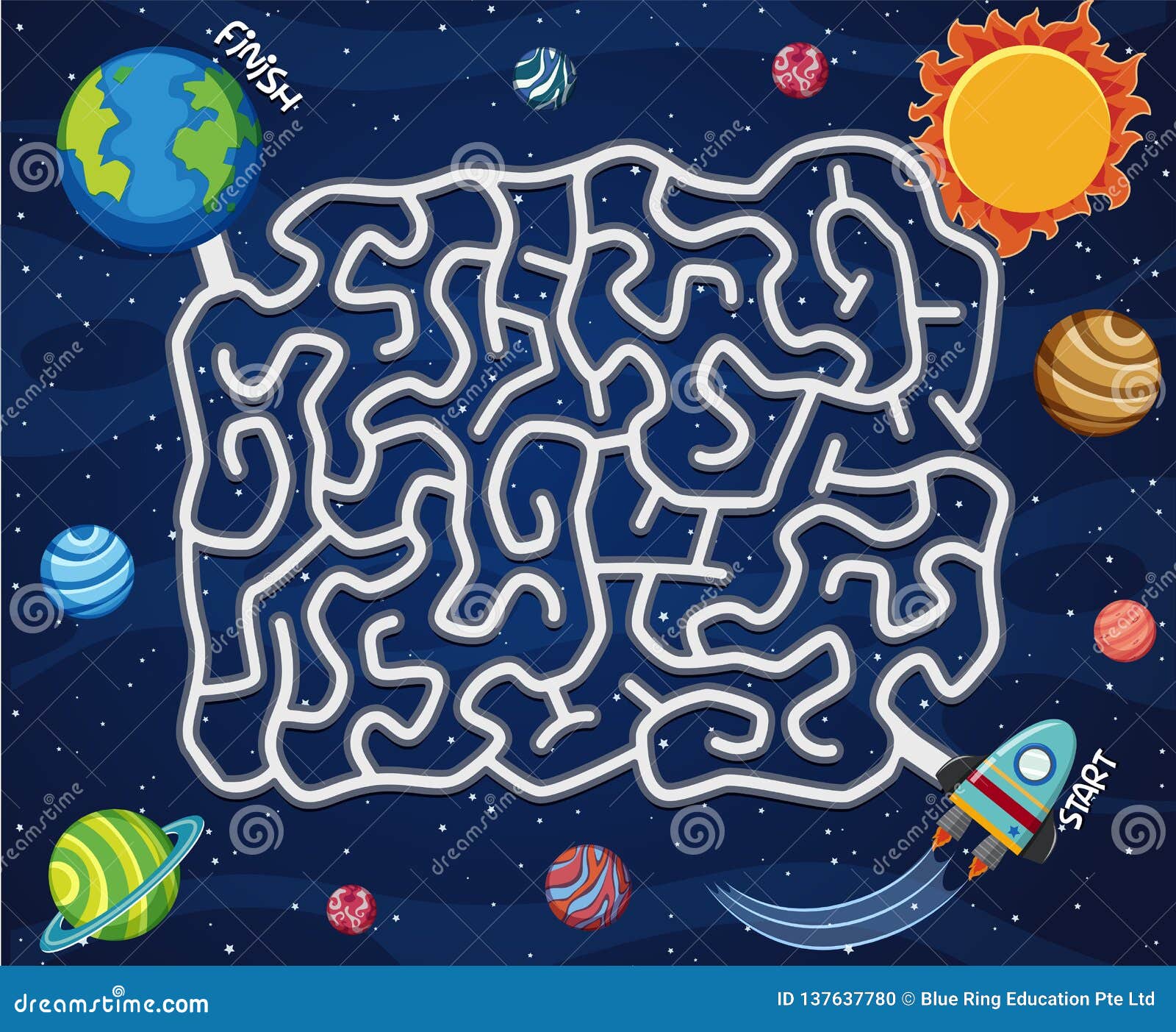 Space Maze Puzzle Game Template Cartoon Vector | CartoonDealer.com ...