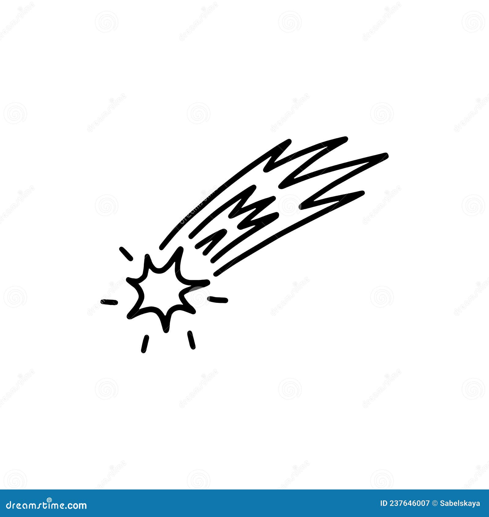 Space Meteor or Falling Star Hand Drawn Doodle Vector Illustration ...