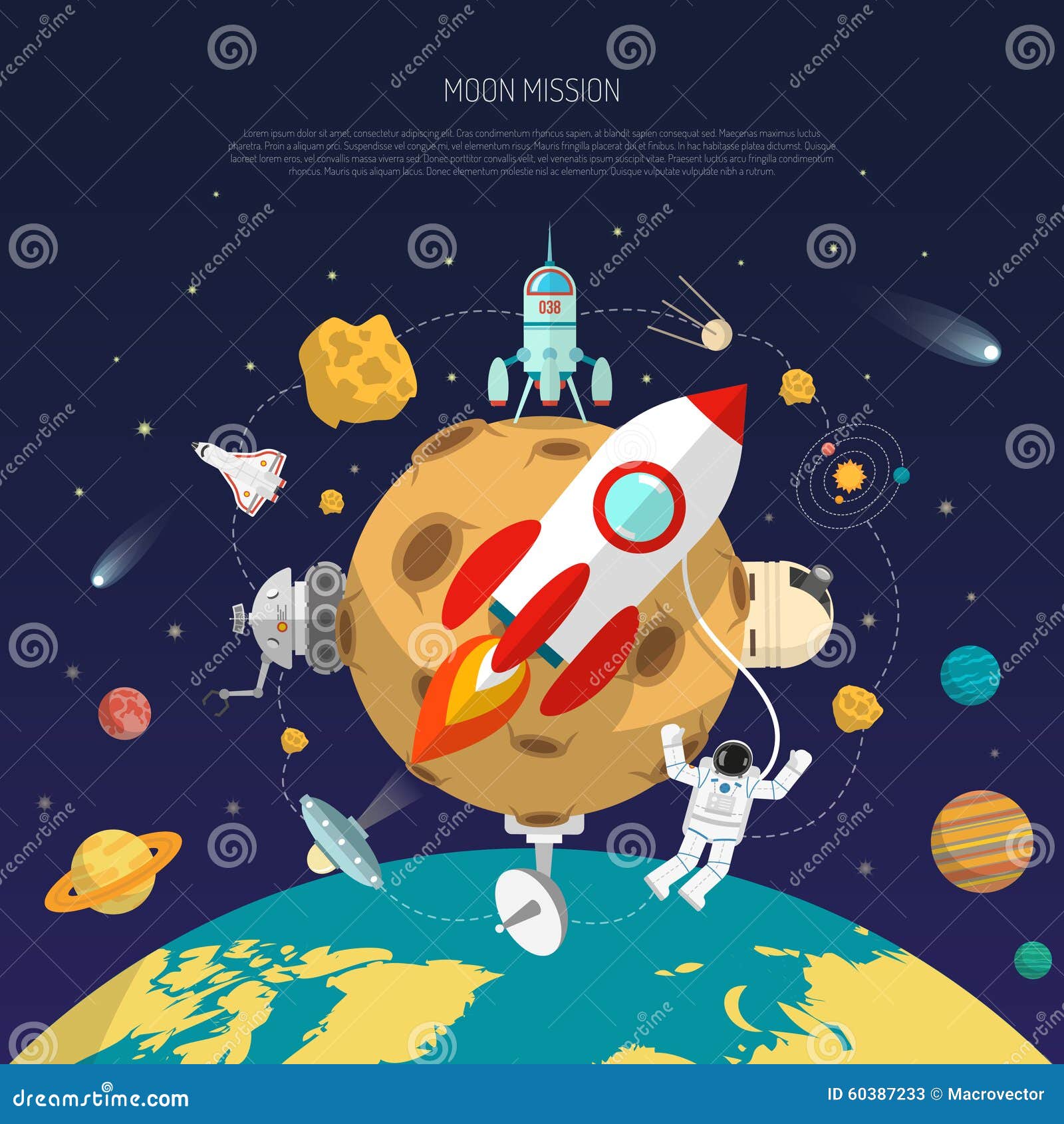 Space Mission Control Center. Rocket Launch Vector Illustration ...