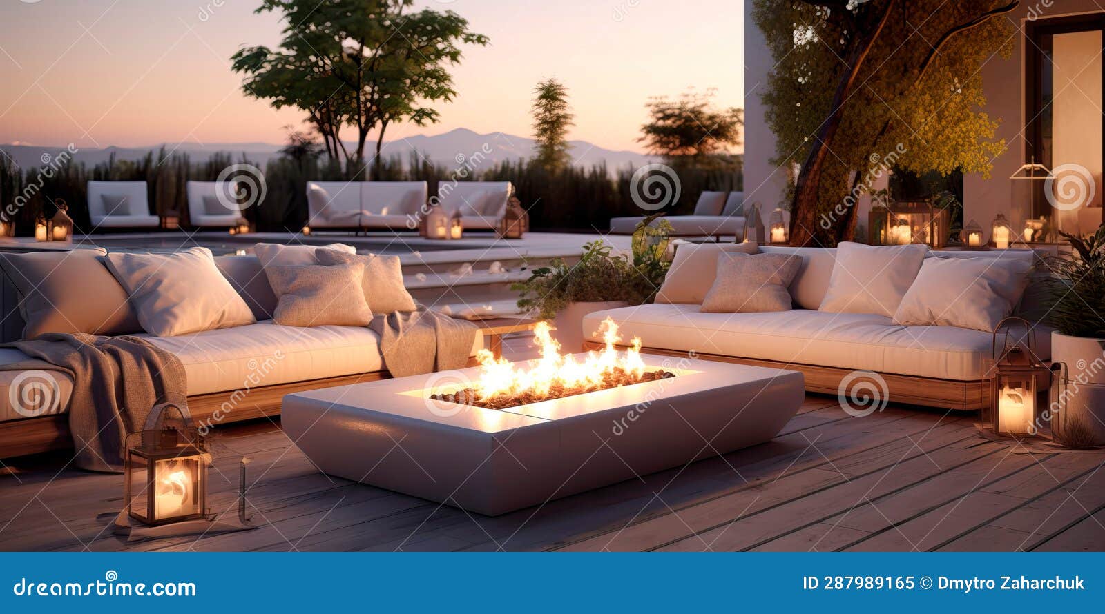 Space with a Modern Fire Table As the Centerpiece, Complemented by ...