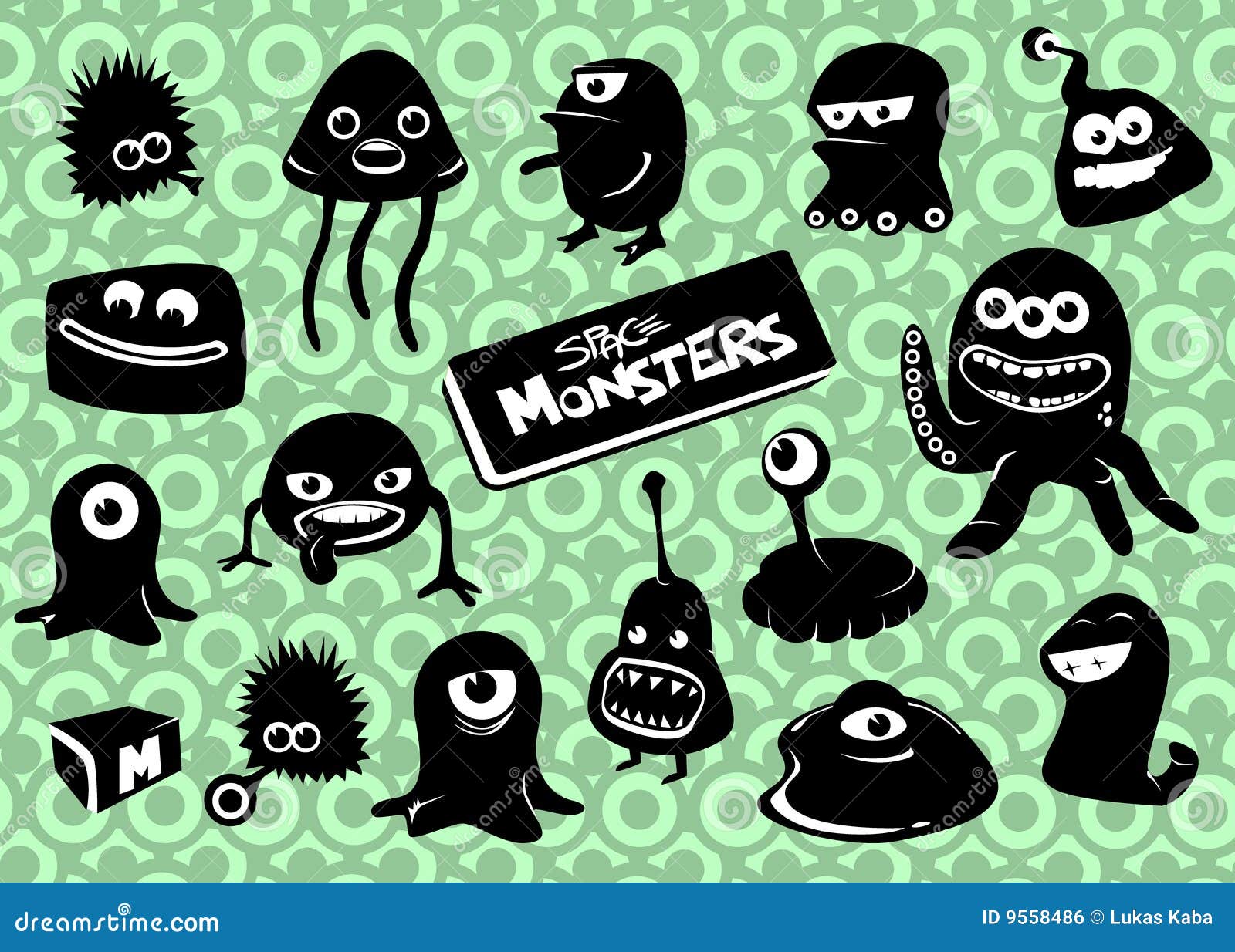 Space Monsters stock vector. Illustration of creative - 9558486