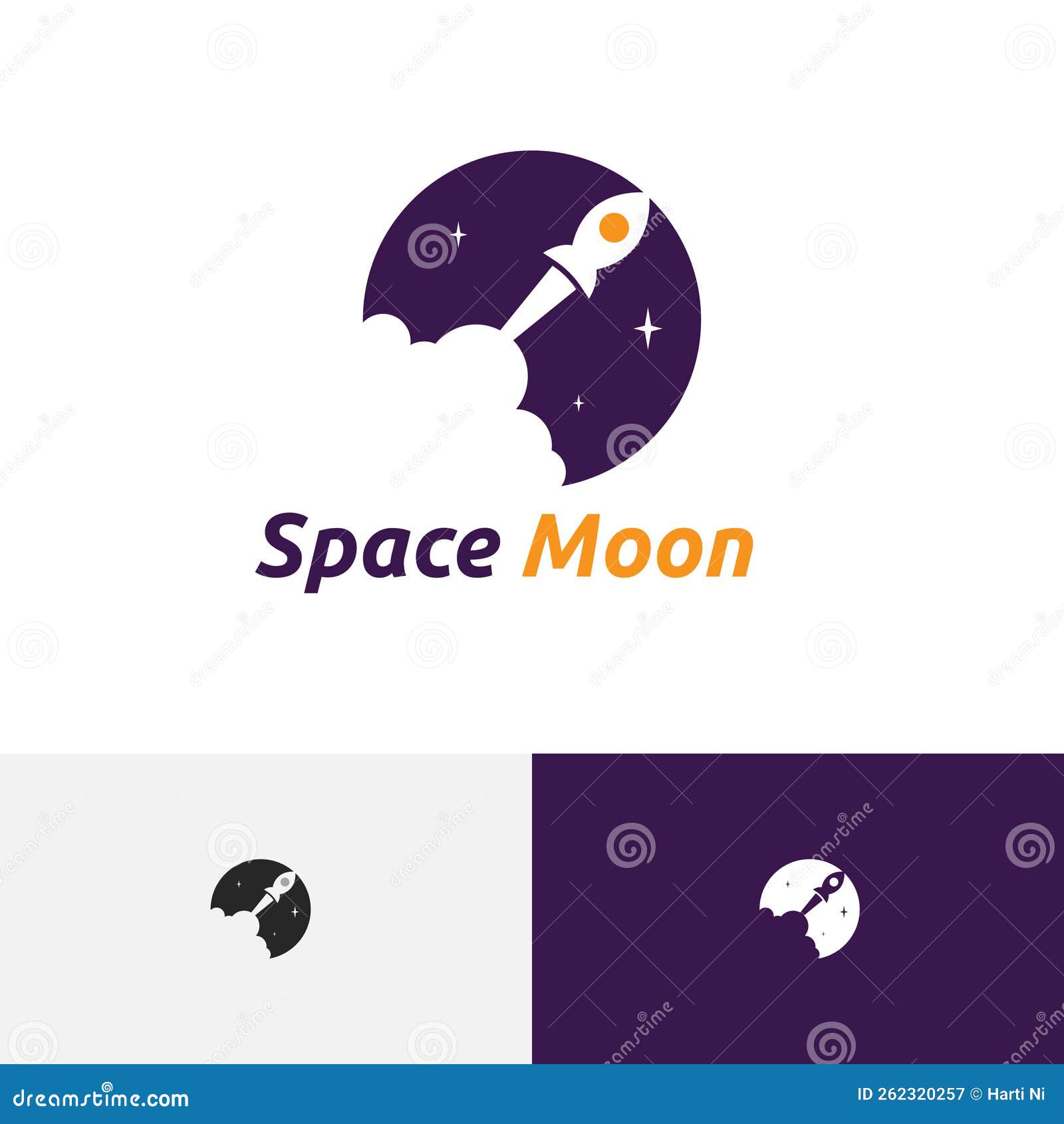 Space Moon Rocket Launch Explore Adventure Science Logo Stock Vector ...