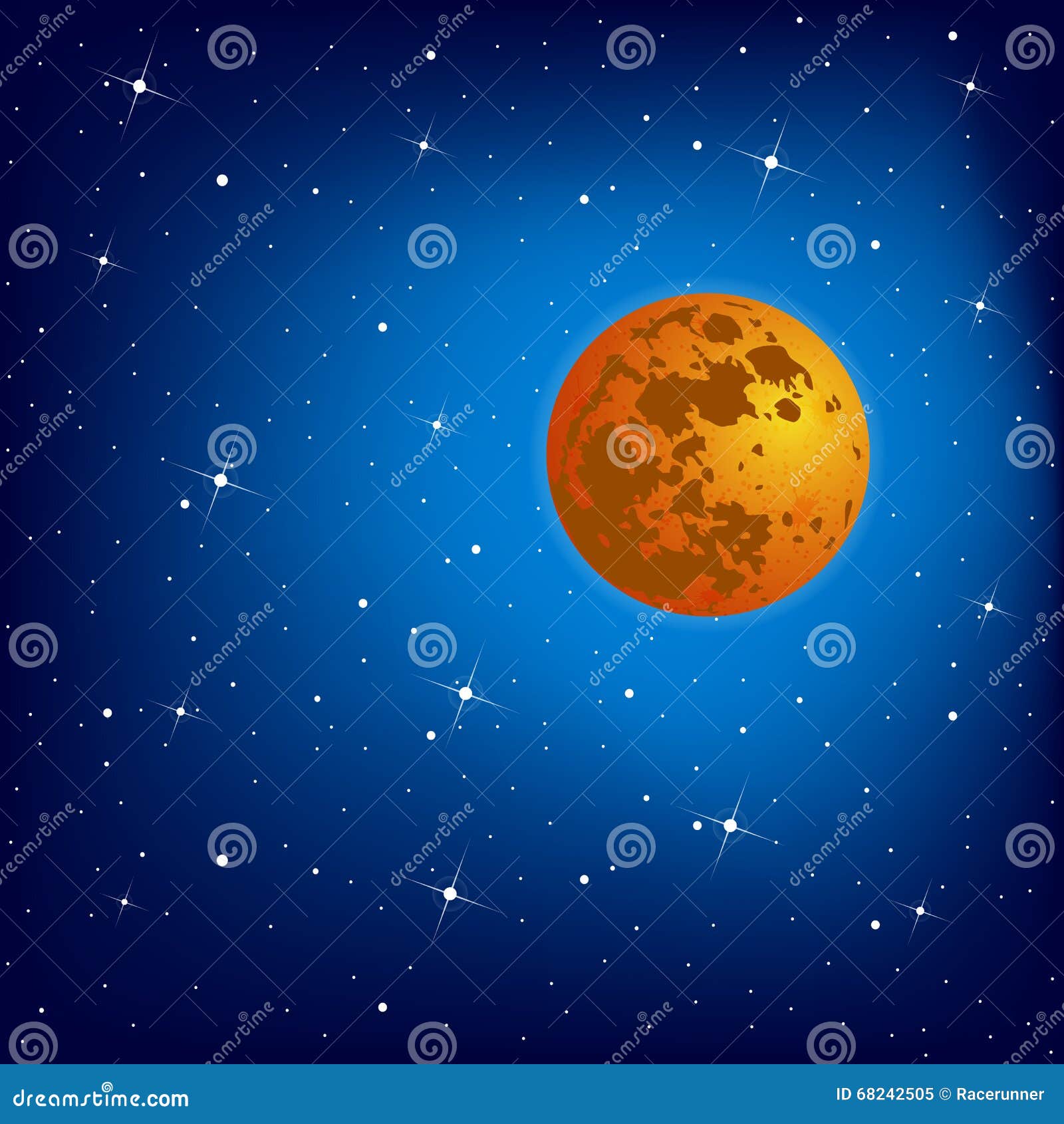 Space with the Moon. Vector Illustration. Stock Vector - Illustration ...