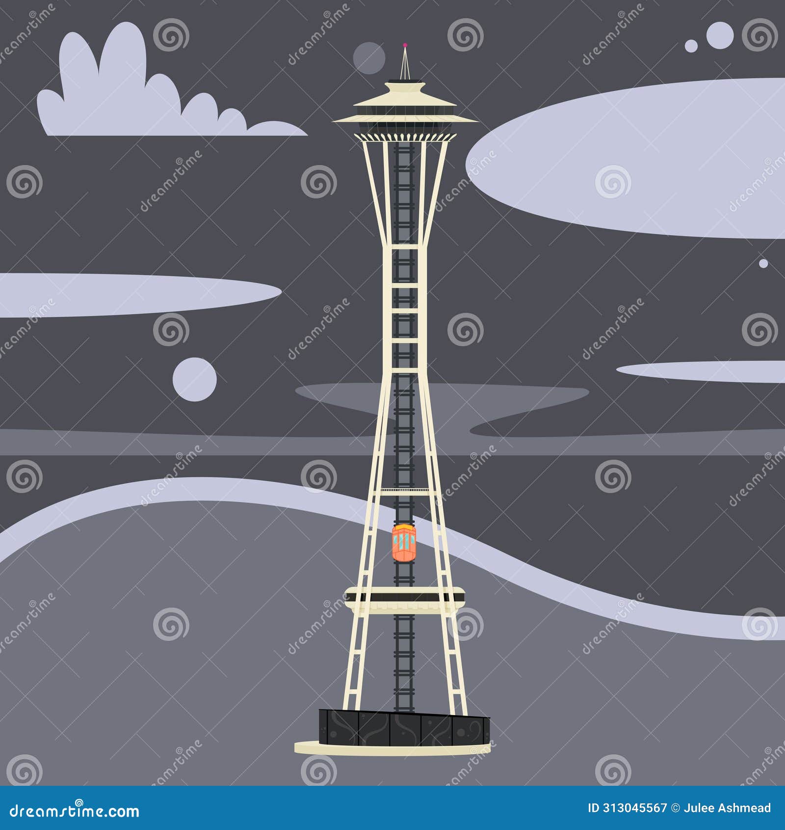 Seattle Space Needle Landmark Editorial Vector Illustration Graphic ...