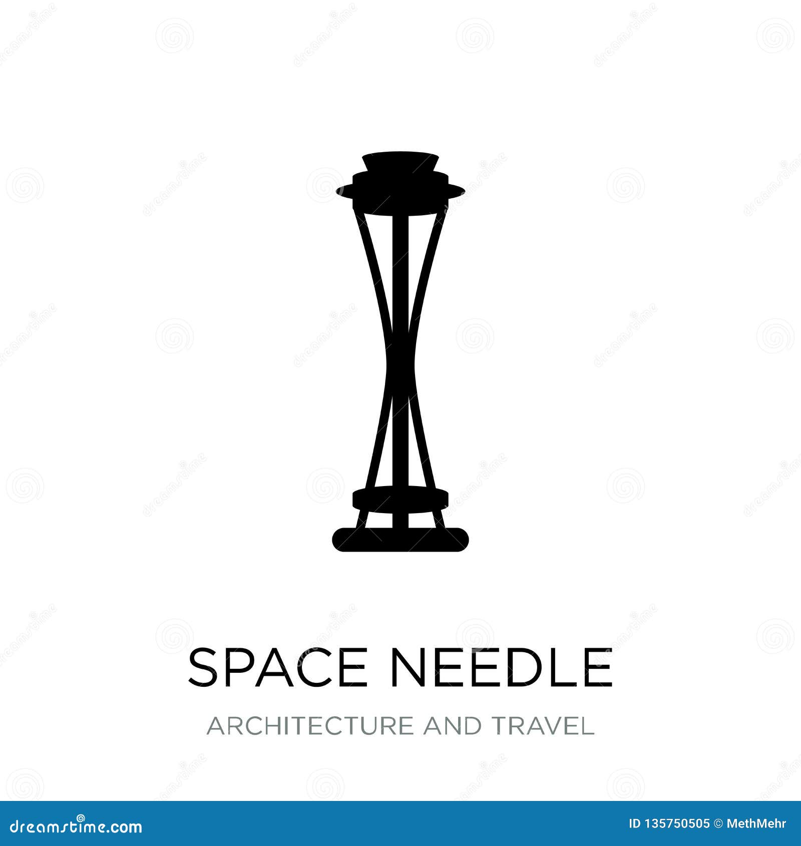 Space Needle Icon In Trendy Design Style. Space Needle Icon Isolated On White Background. Space ...