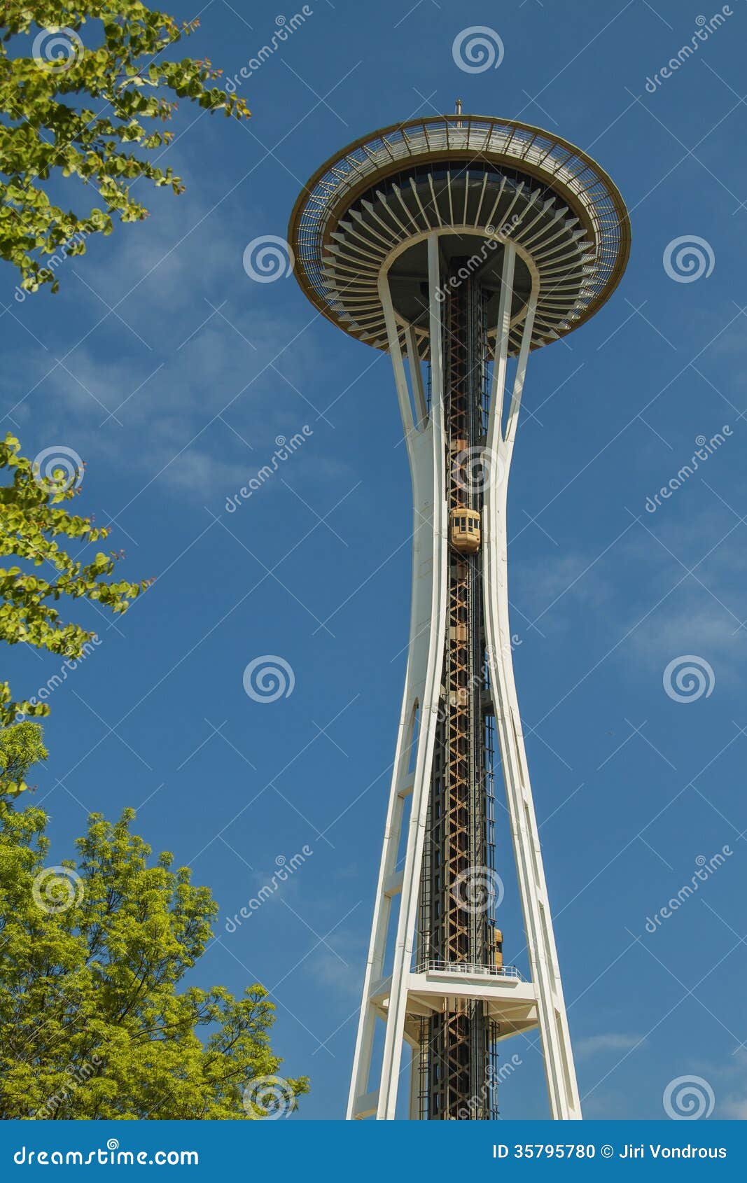 Space Needle with a Lift Framed by Tree in Seattle Editorial Image ...