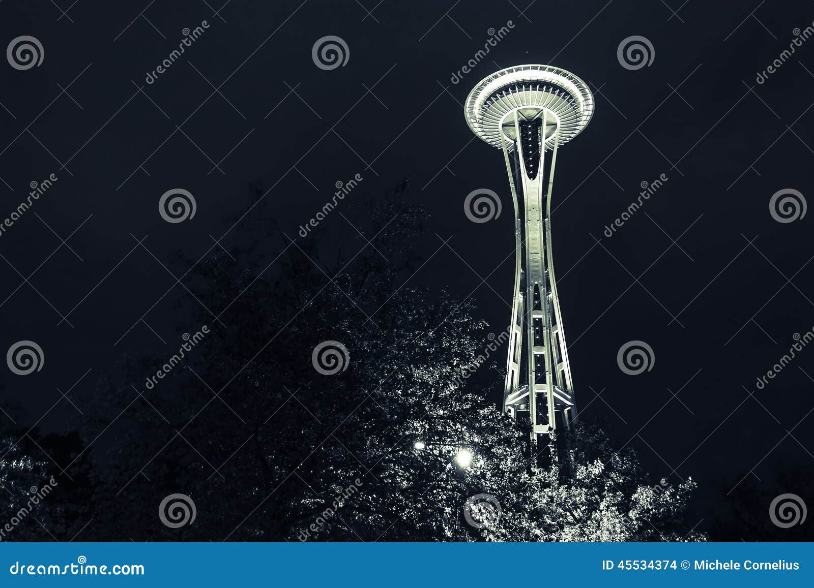 Space Needle at Night editorial stock image. Image of northwest - 45534374