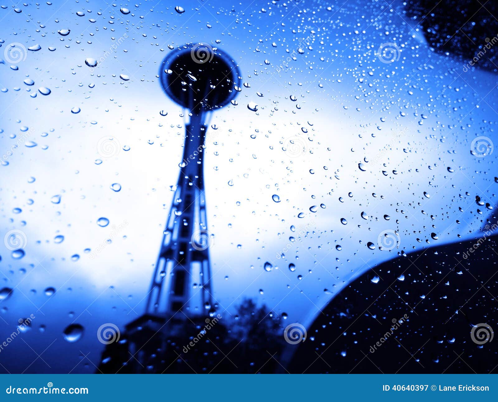 Space Needle Reflection with Water Drops Rainy Day Editorial ...