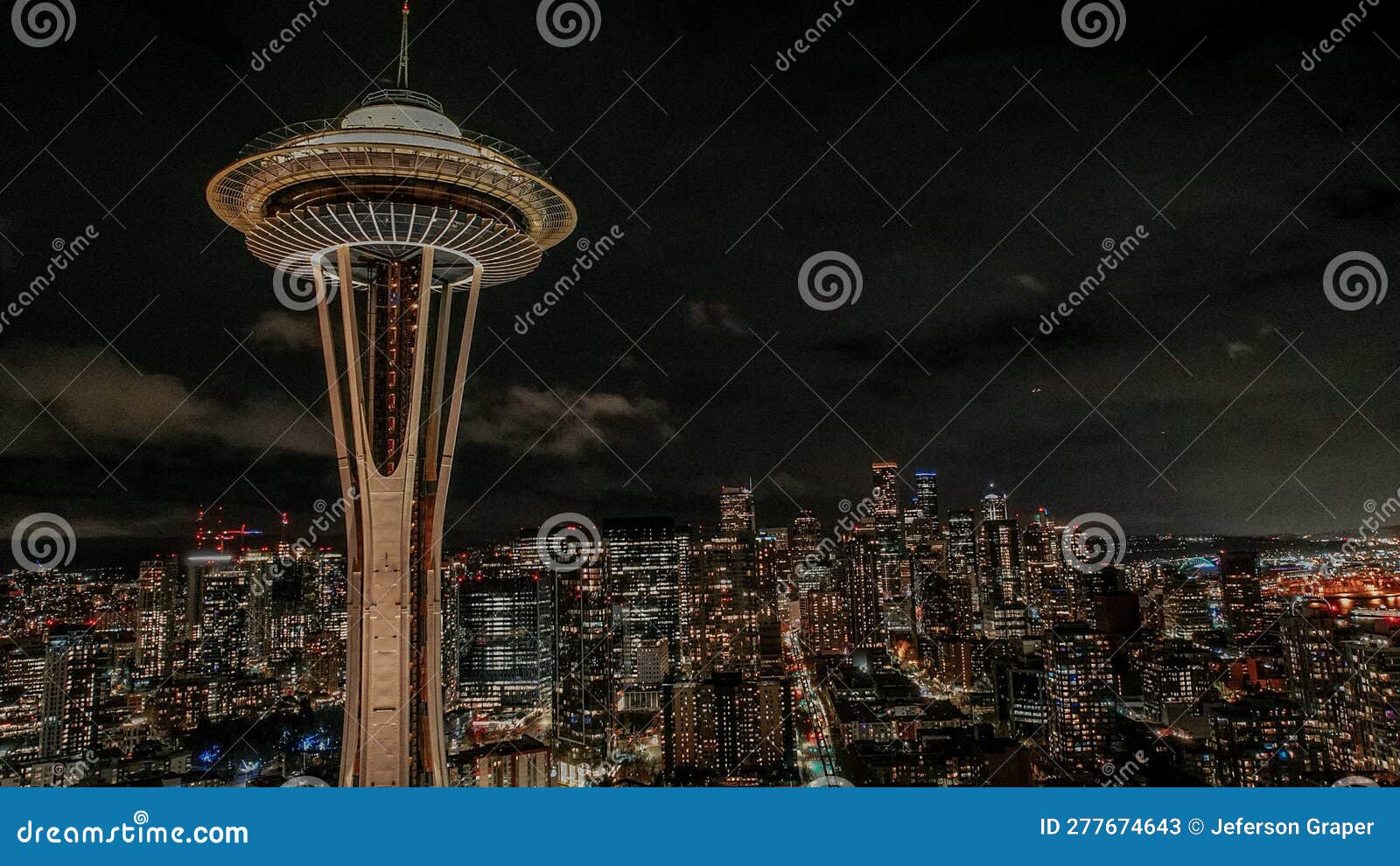 Space Needle Seattle View Night Sky Editorial Stock Photo - Image of ...