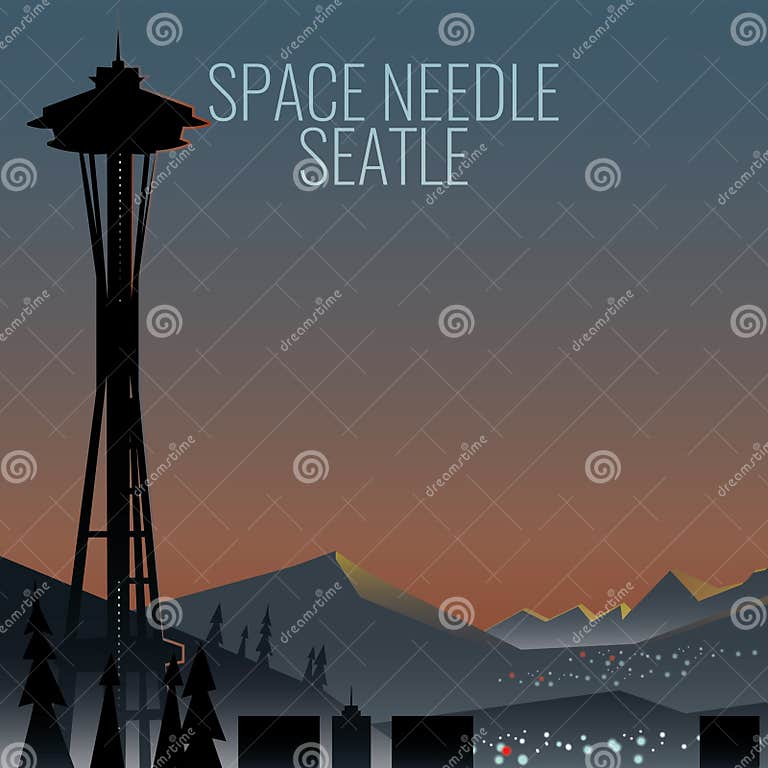Space Needle. Vector Illustration Decorative Background Design ...