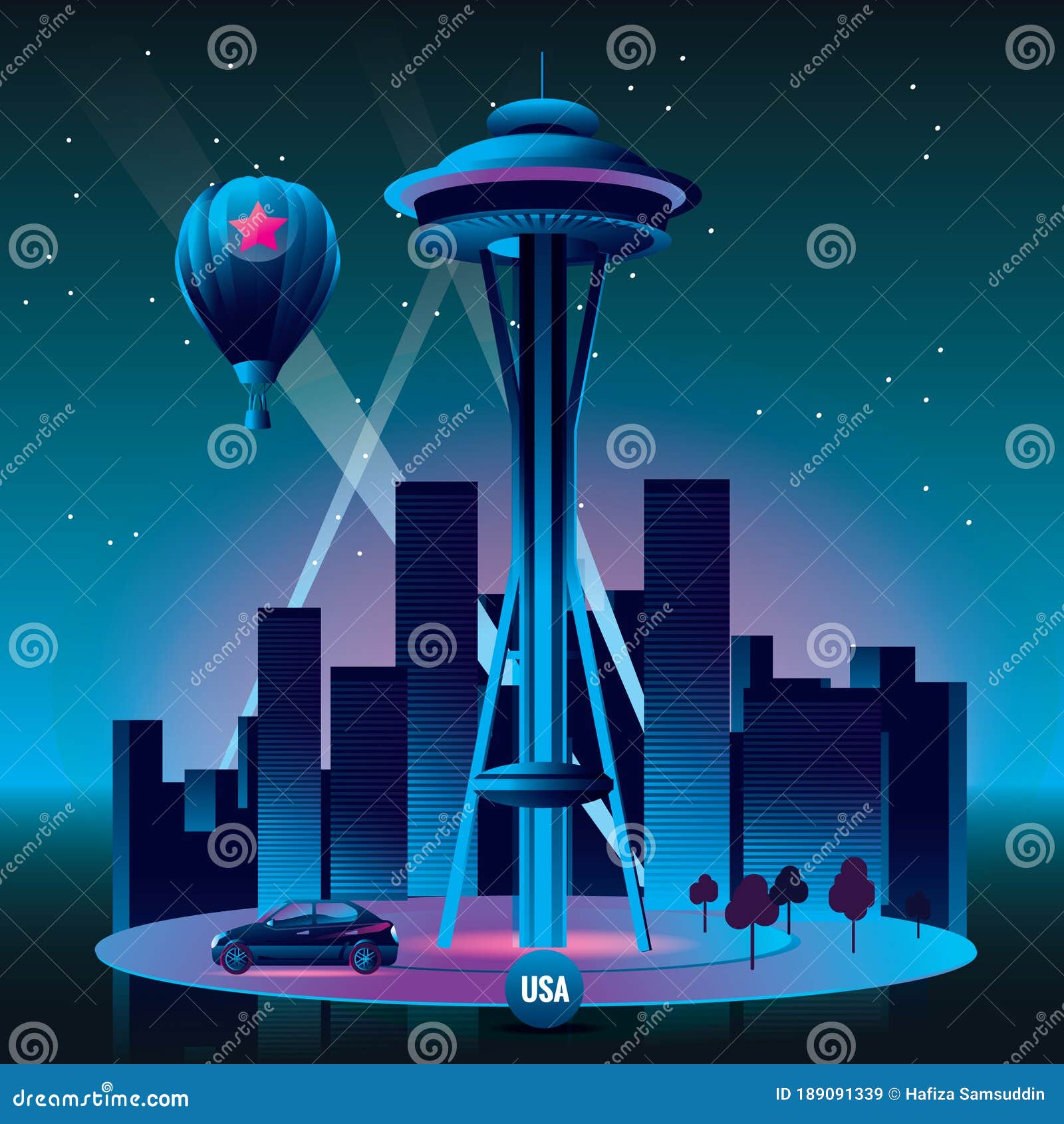 Space Needle. Vector Illustration Decorative Design Editorial Stock Image - Illustration of ...