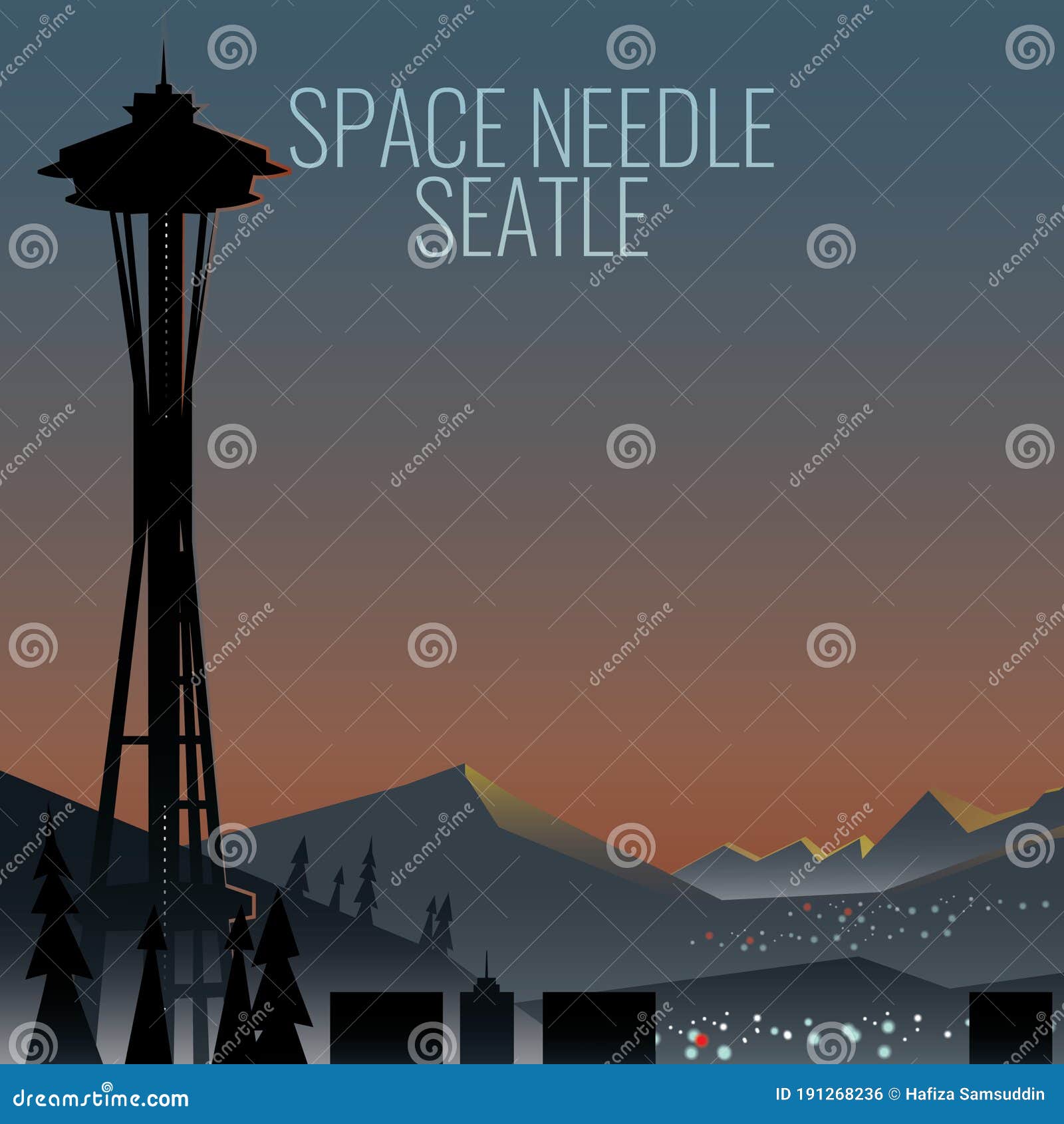 Space Needle. Vector Illustration Decorative Design Editorial Photo ...