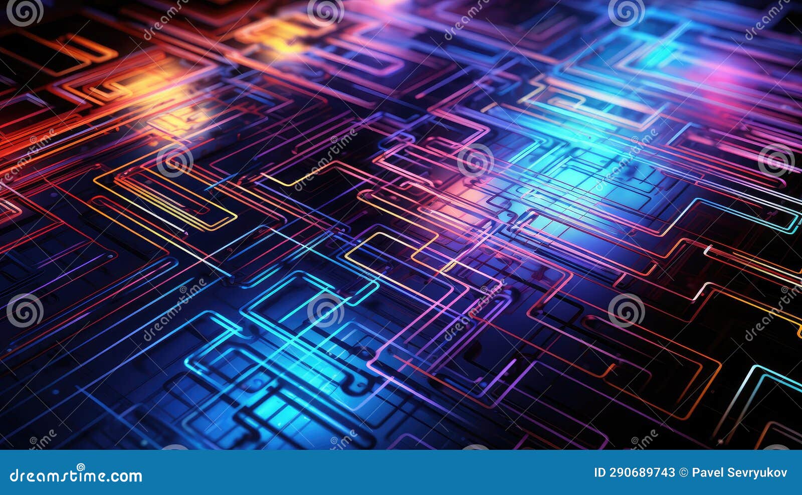 Space neon circuit grid stock illustration. Illustration of network ...