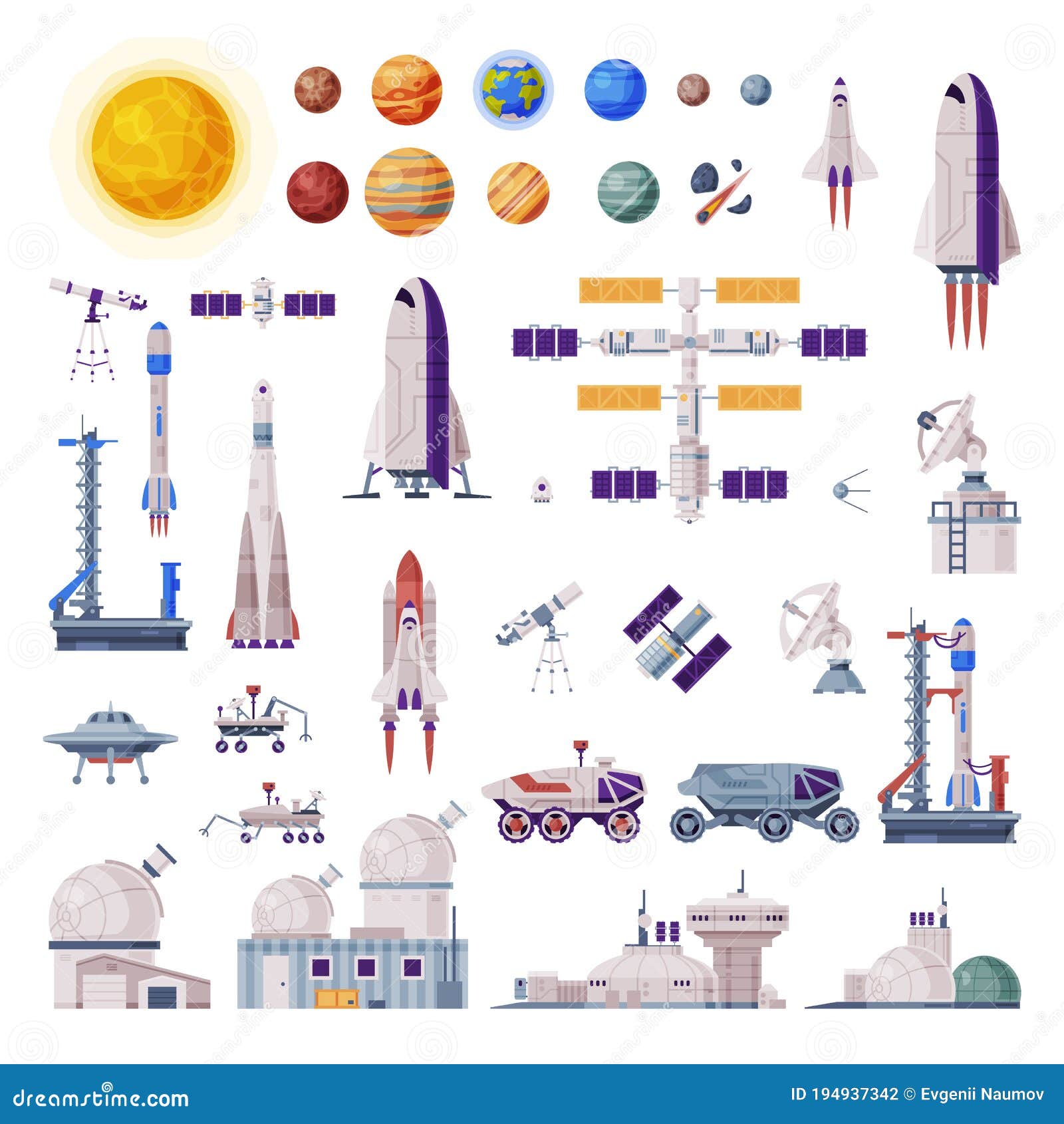 Space Objects Collection, Rocket, Shuttle, Rover, Artificial Satellite ...