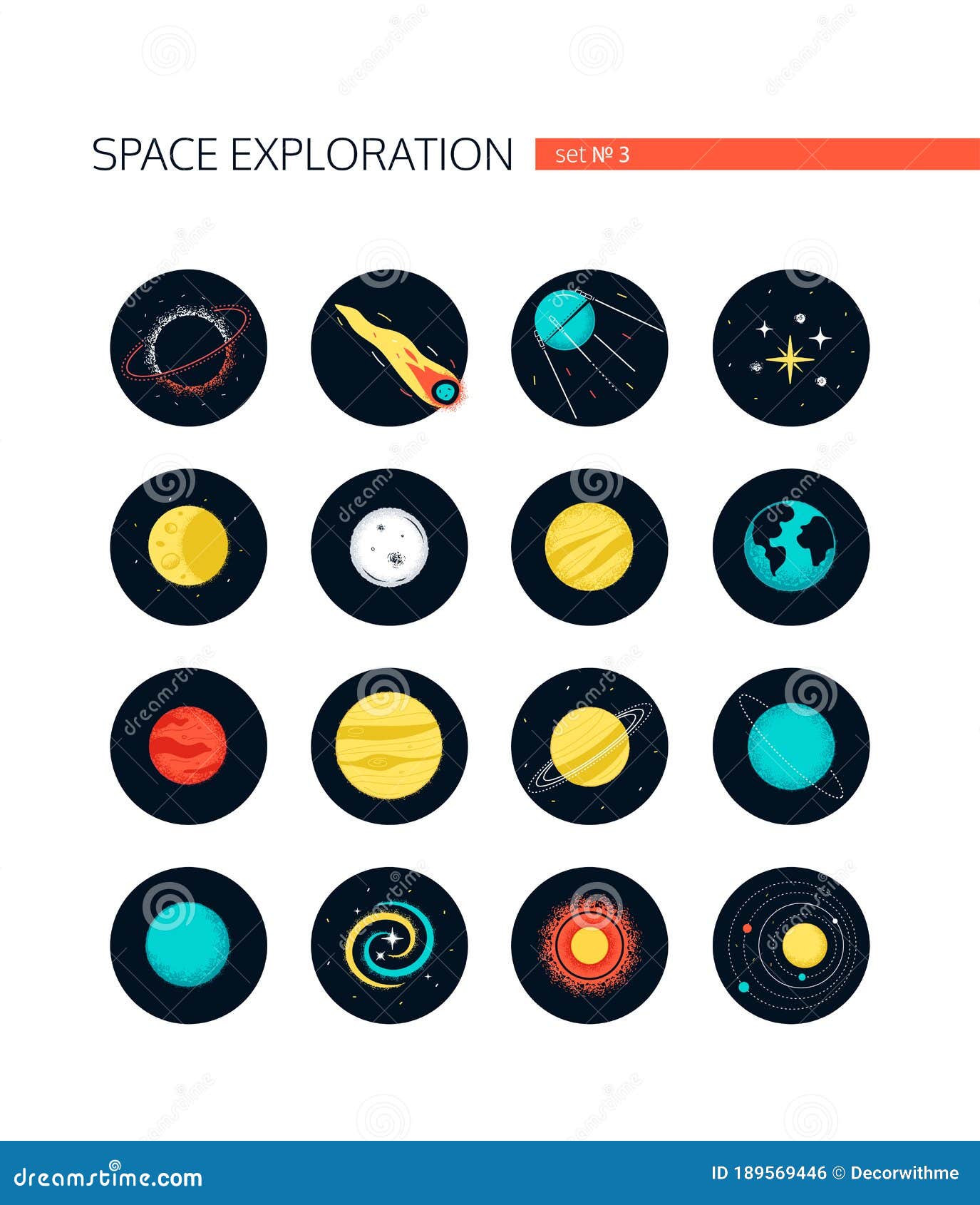 Space Objects - Colorful Flat Design Style Icons Stock Vector ...