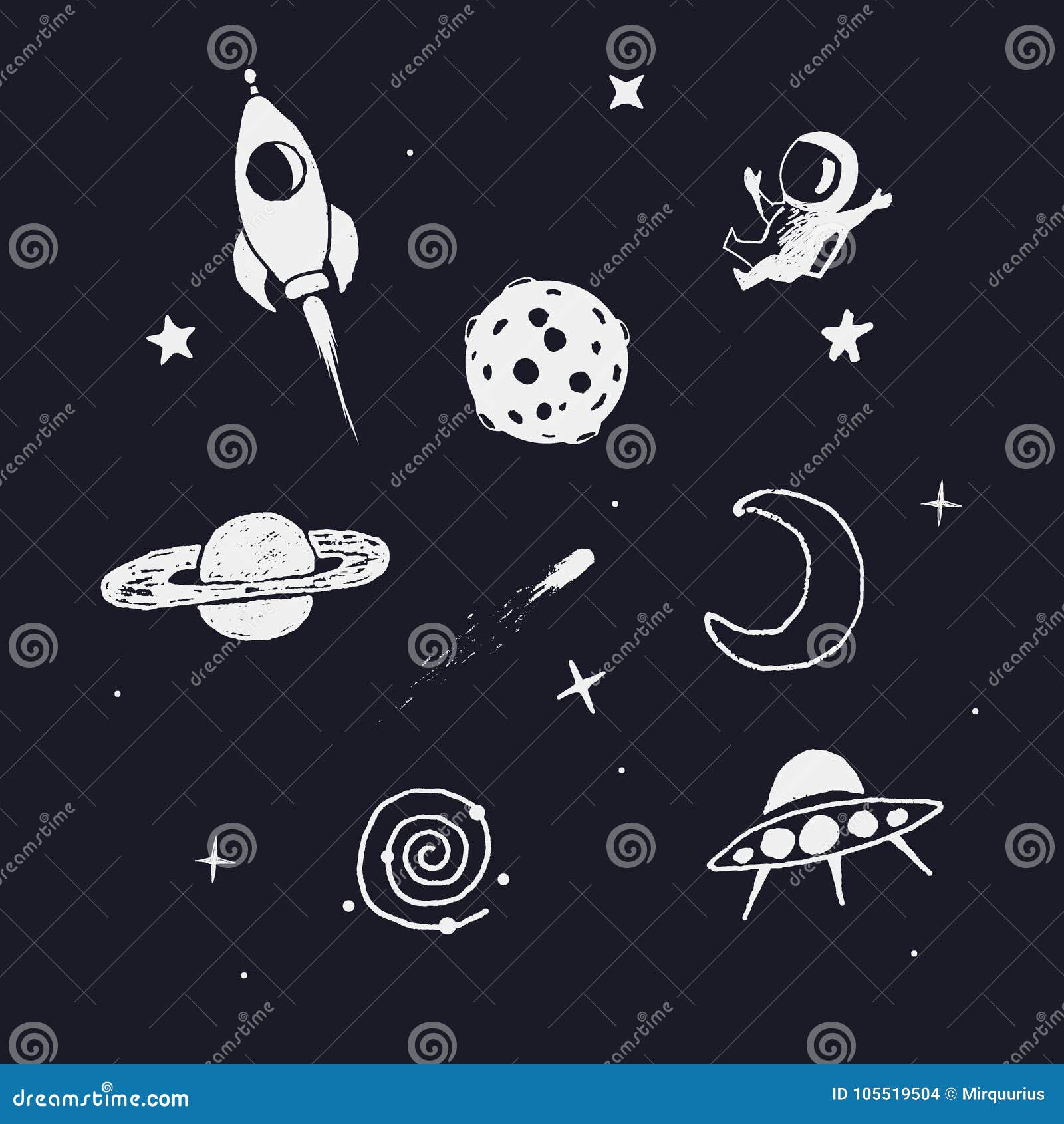 Space objects set stock vector. Illustration of meteorite - 105519504
