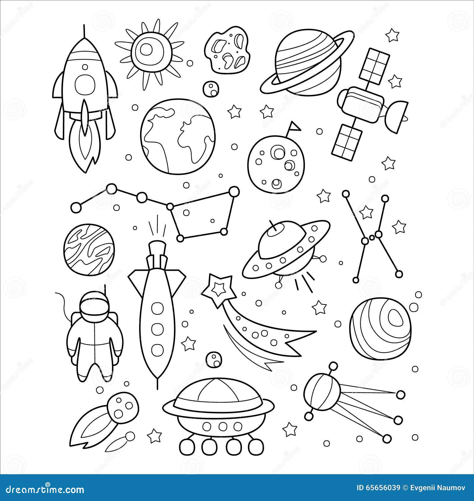 Space Objects in Handdrawn Style. Vector Illustration Stock Vector ...