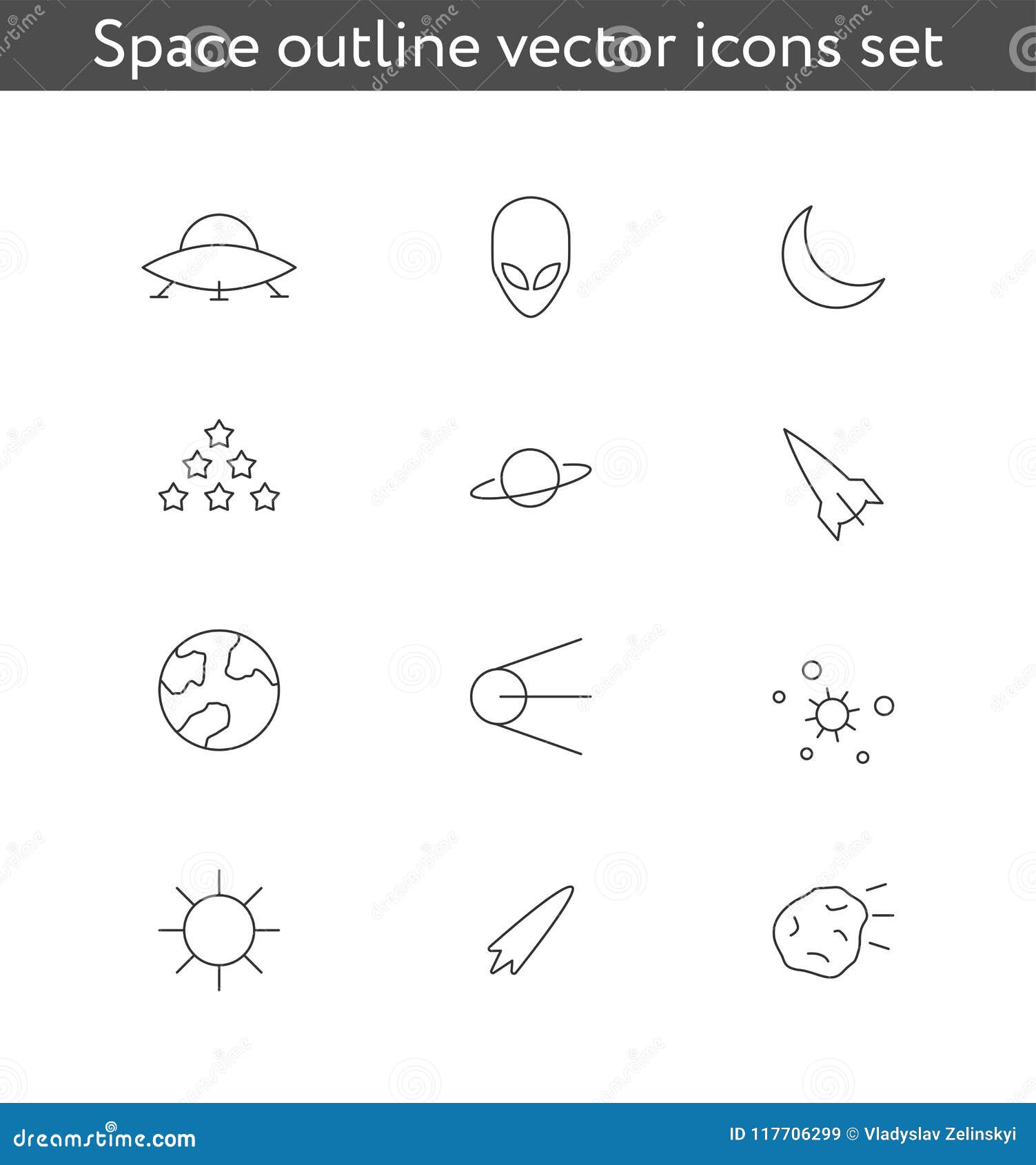 Space Lines Icons Vector Set Stock Vector - Illustration of concept ...