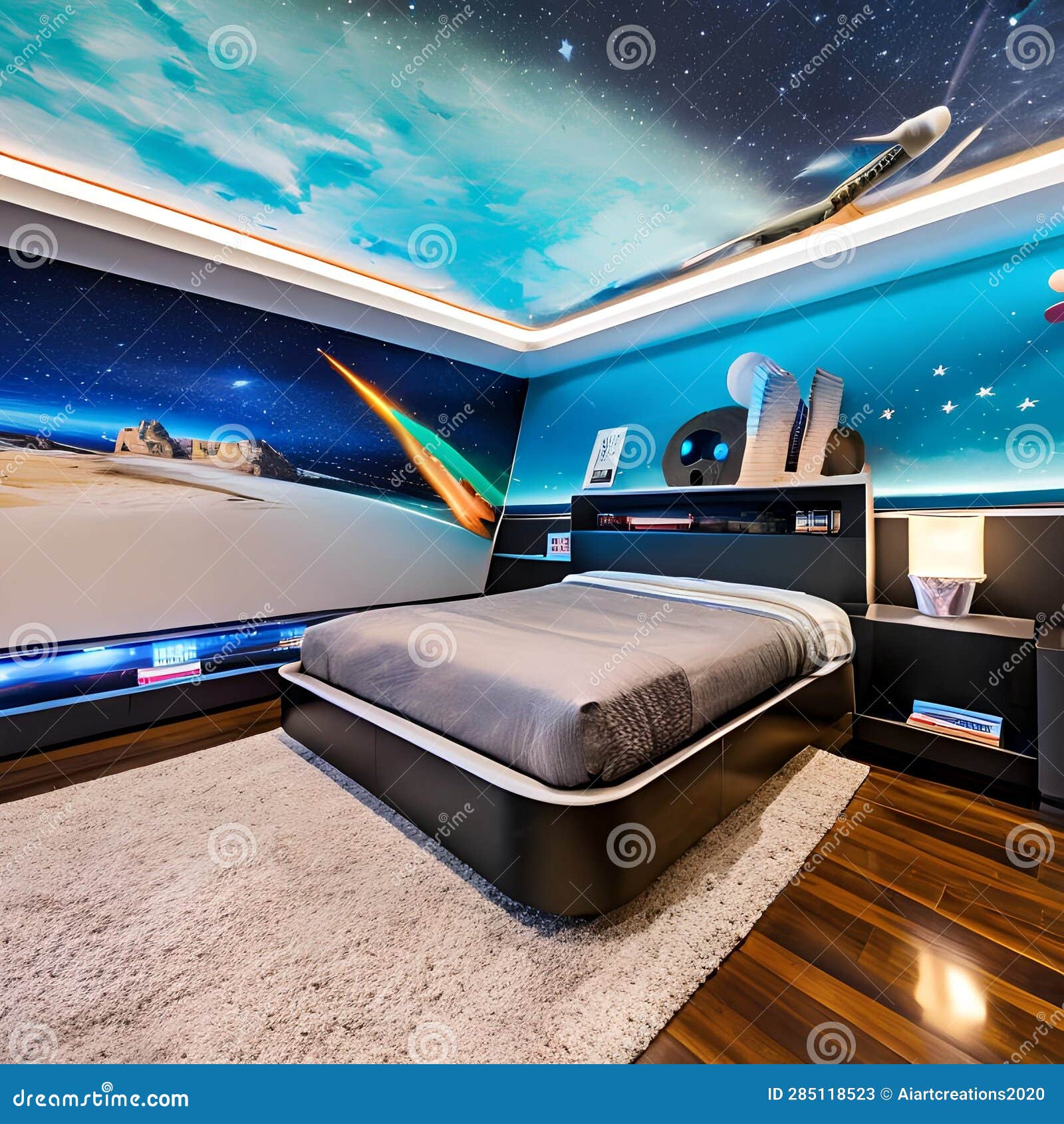 Space Odyssey Bedroom: A Futuristic Space-themed Bedroom With A Rocket ...
