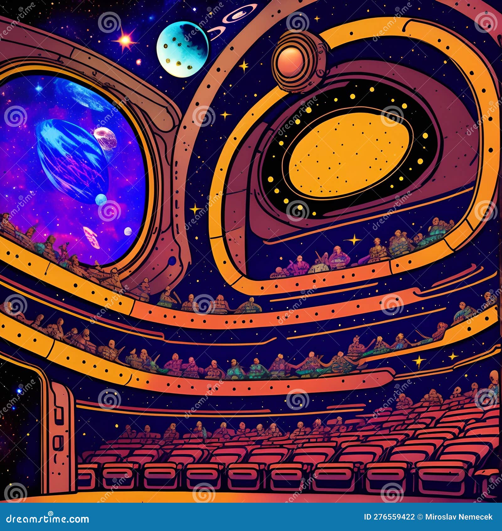 A Space Opera Scene Where A Lion Commands A Spacecraft Navigating ...