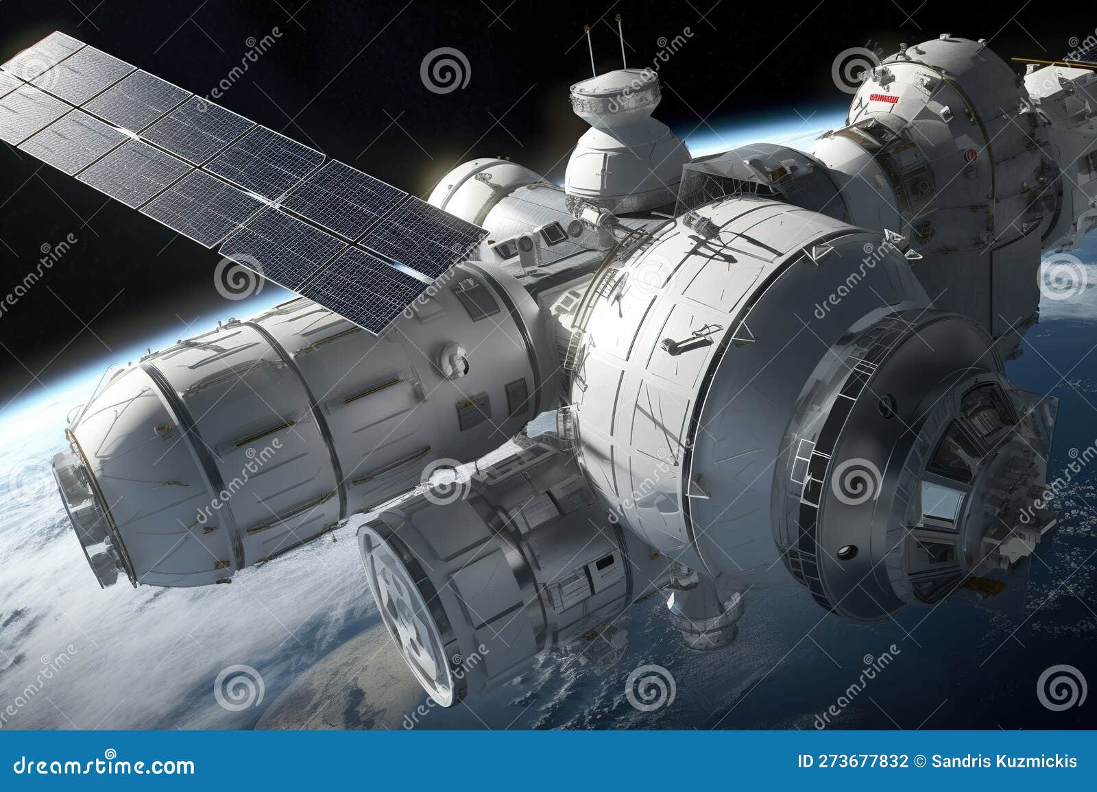 Space Orbital Base, Refuel Tanks, Space Shuttle, Solar Panels, Huge ...